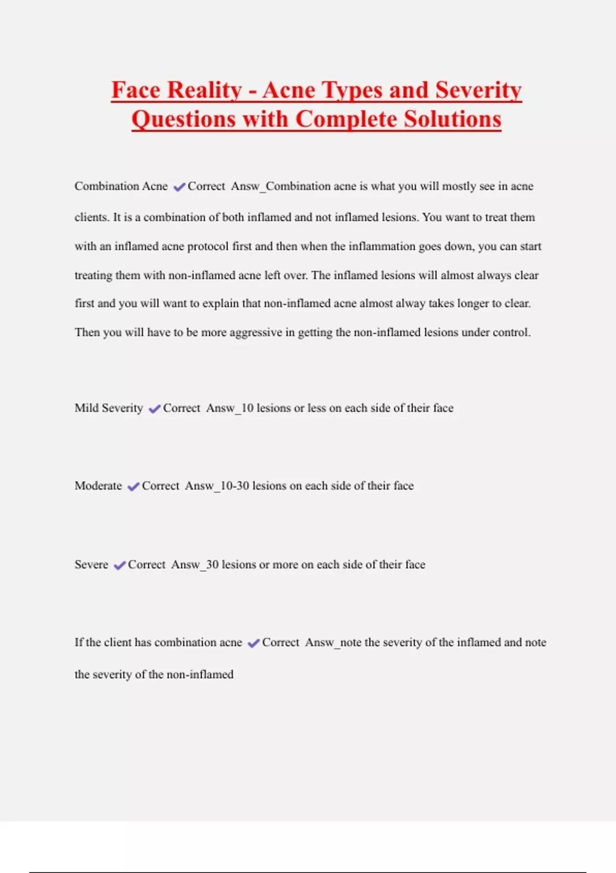 Face Reality - Acne Types and Severity Questions with Complete ...