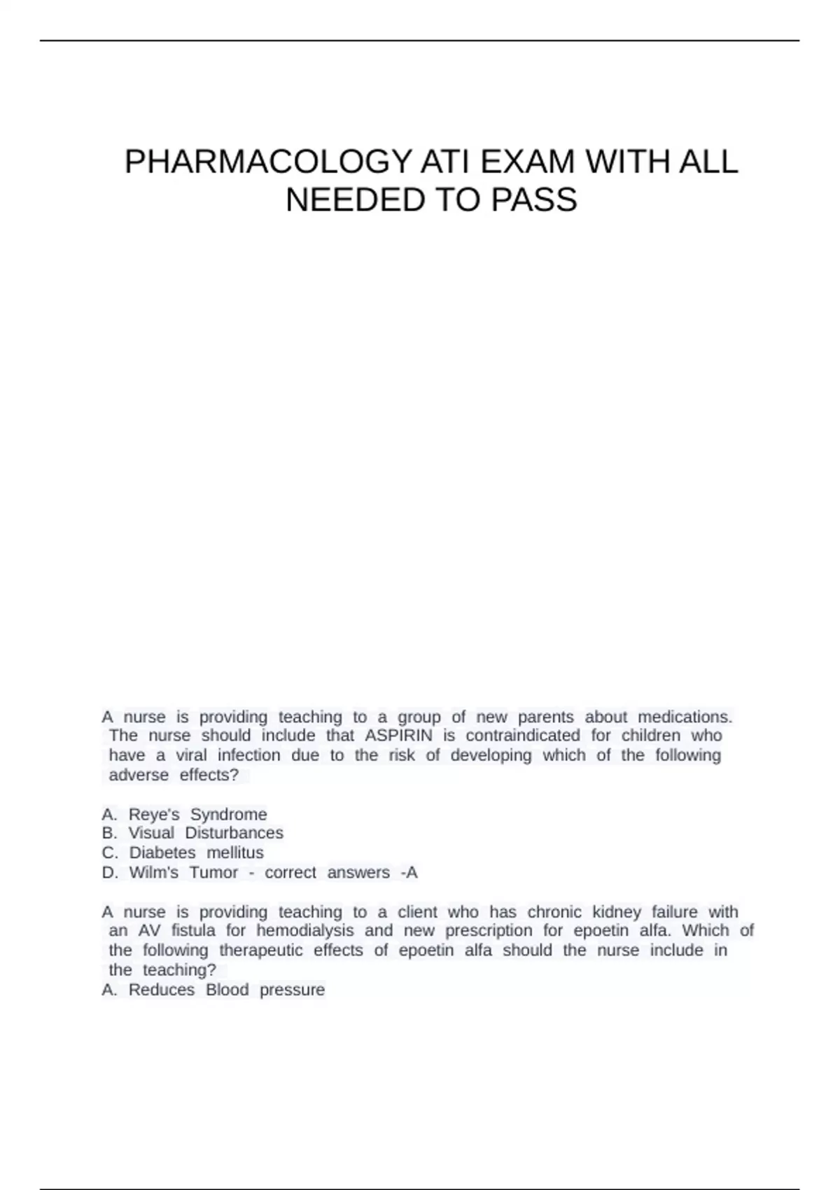 ATI Pharmacology Proctor exam with complete solutions - ATI PHARM ...