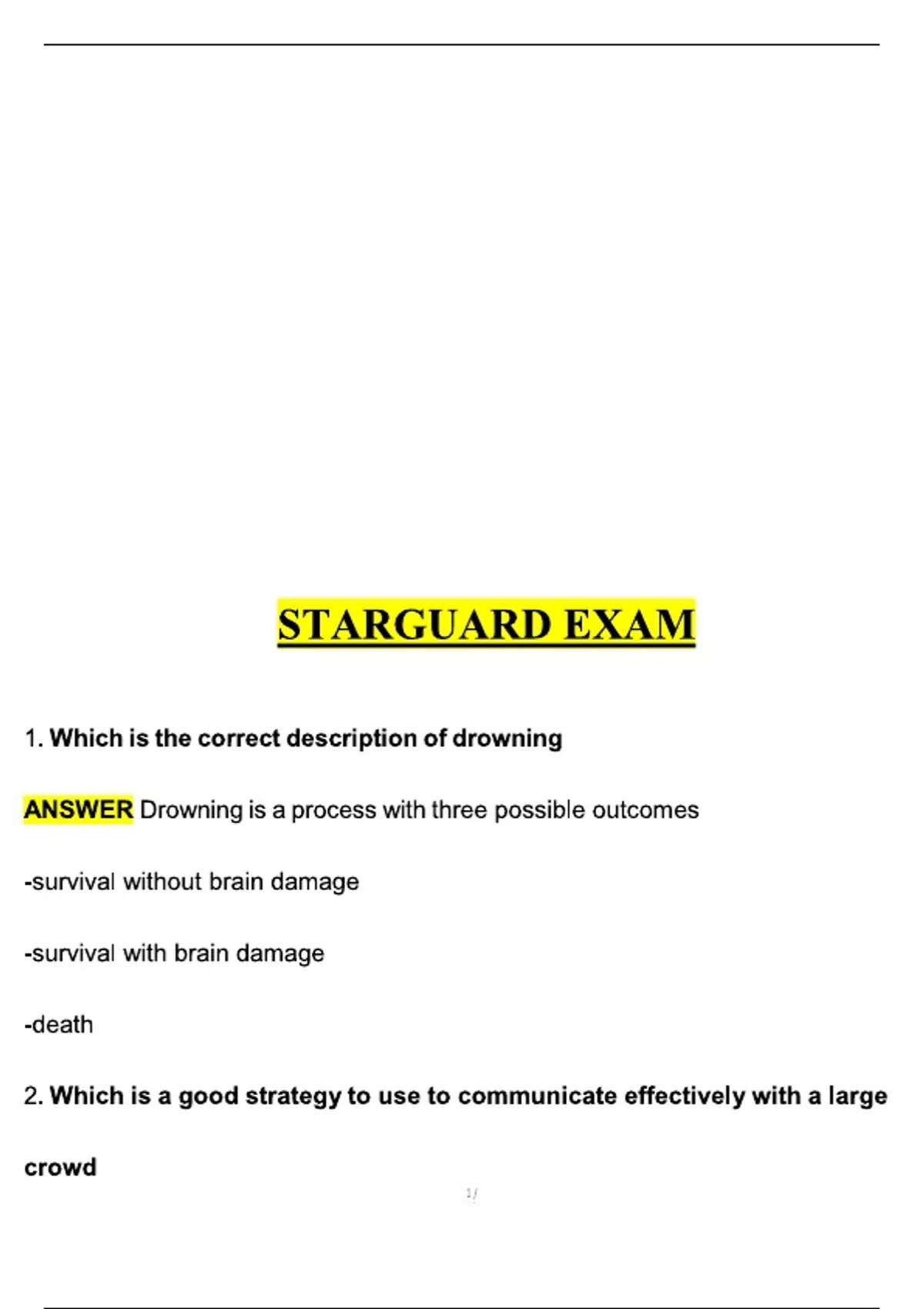 StarGuard Exam | 100% Correct Answers | Verified | Latest 2025 Version ...