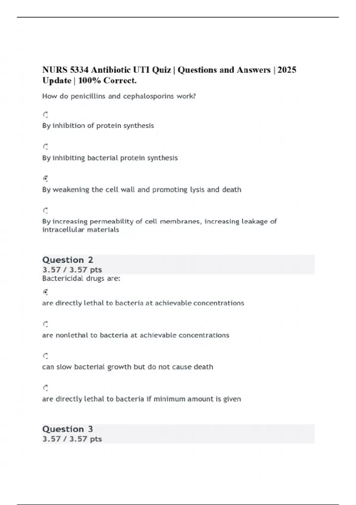 NURS 5334 Antibiotic UTI Quiz | Questions and Answers | 2025 Update ...
