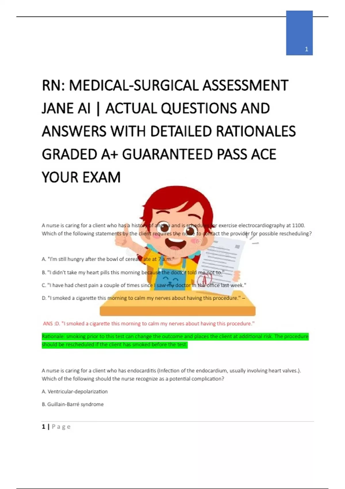 RN TEST BANK: MEDICAL-SURGICAL ASSESSMENT JANE AI | ACTUAL QUESTIONS ...