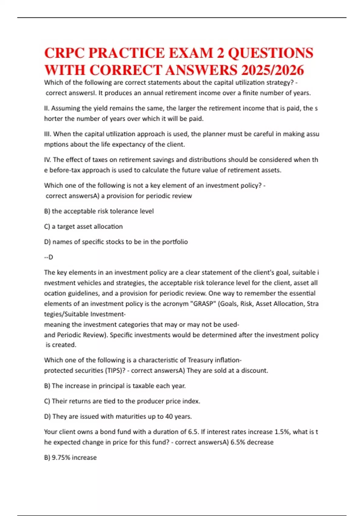 Crpc Practice Exam 2 Questions With Correct Answers 2025 Crpc Module 5 Stuvia Us