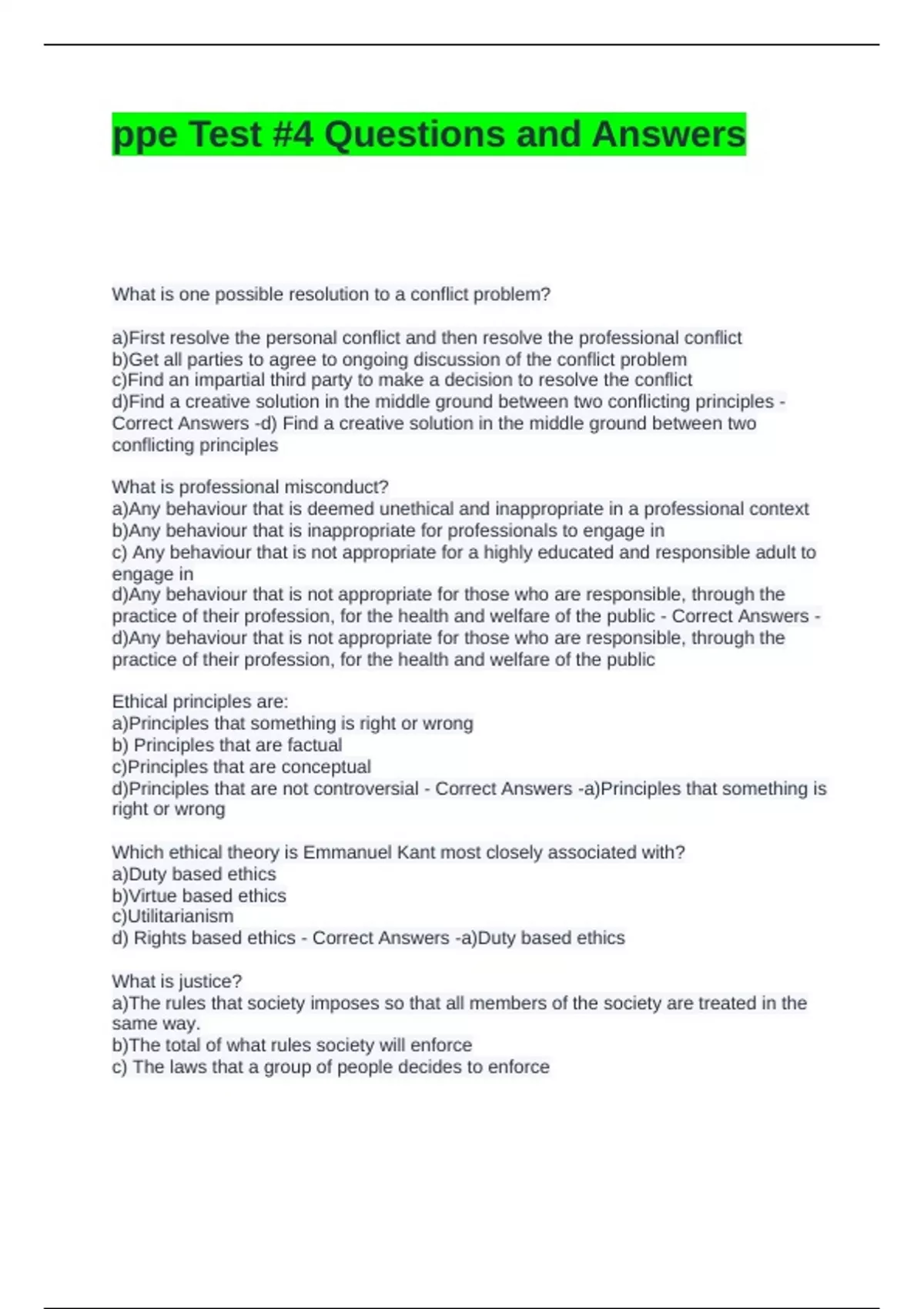 ppe Test #4 Questions and Answers - OACETT - Stuvia US