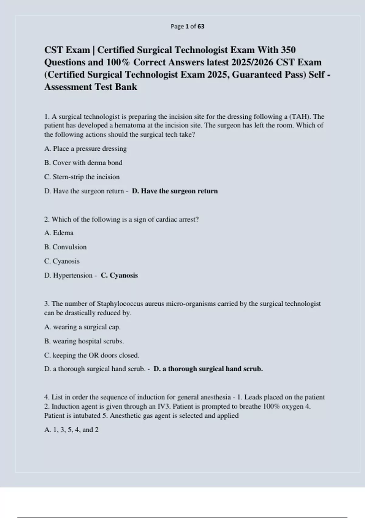 CST Exam | Certified Surgical Technologist Exam With 350 Questions and ...