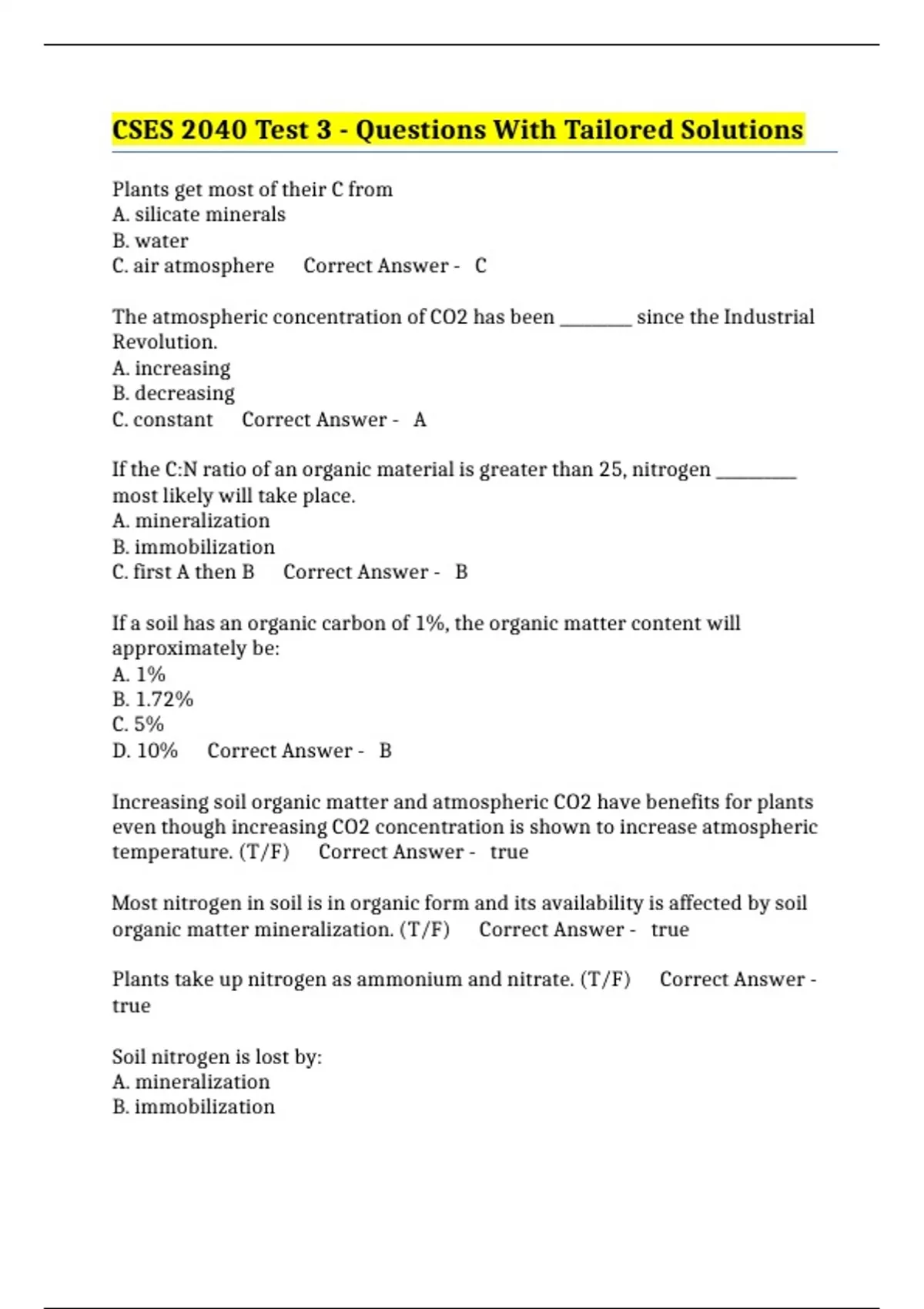 Cses 2040 Test 3 Questions With Tailored Solutions Cses 2040 Stuvia Us
