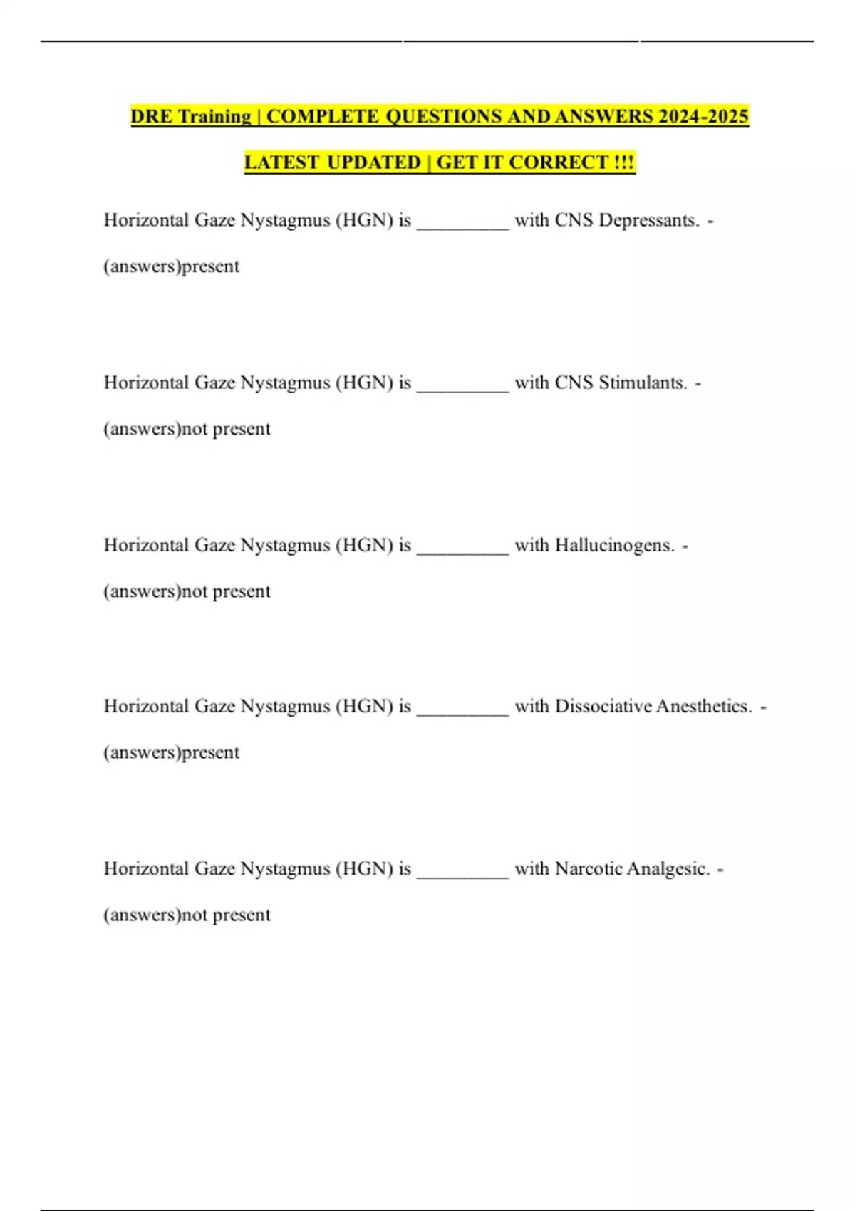 DRE Training | COMPLETE QUESTIONS AND ANSWERS LATEST UPDATED | GET IT ...