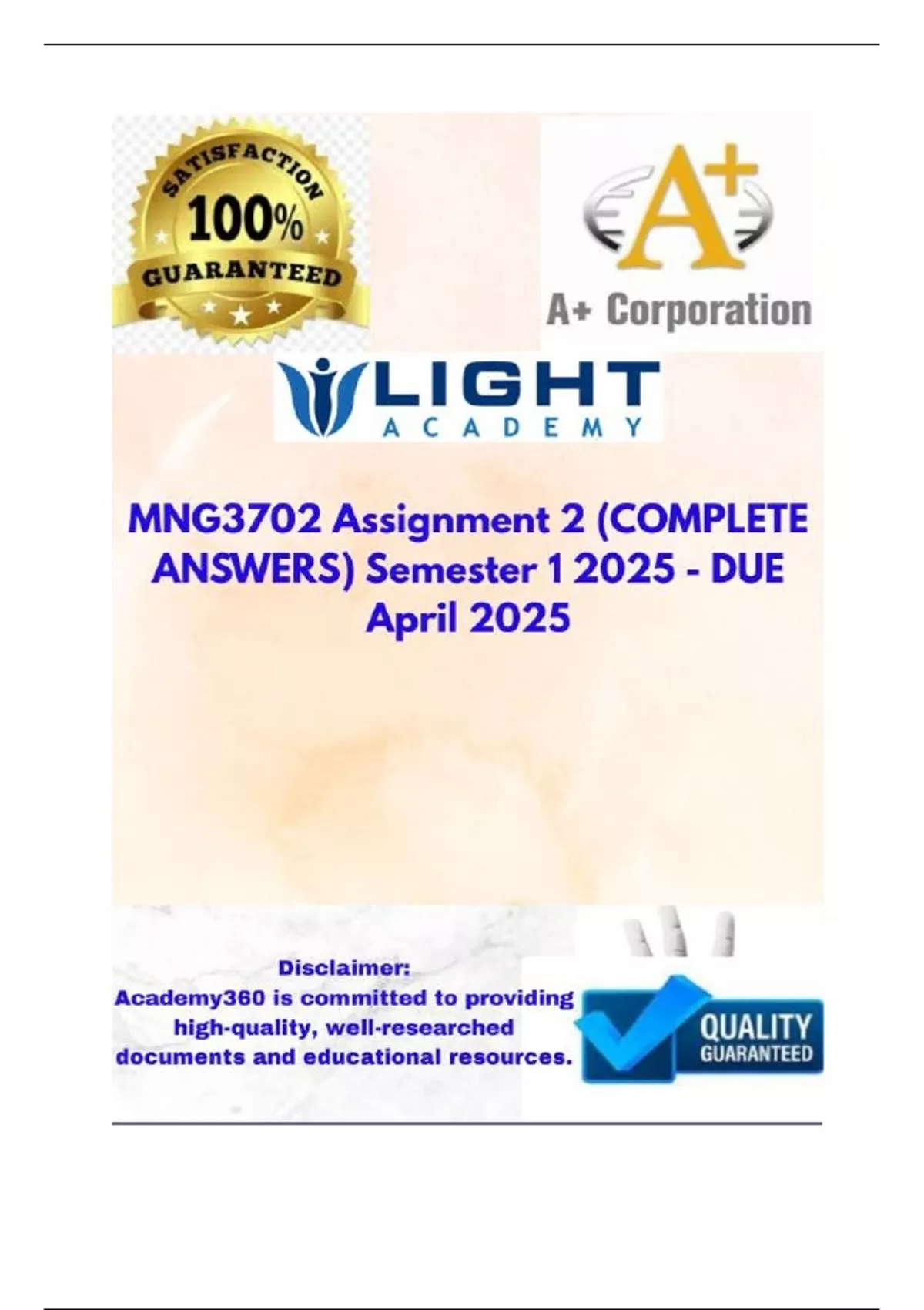 MNG3702 Assignment 2 (COMPLETE ANSWERS) Semester 1 2025 - DUE April ...