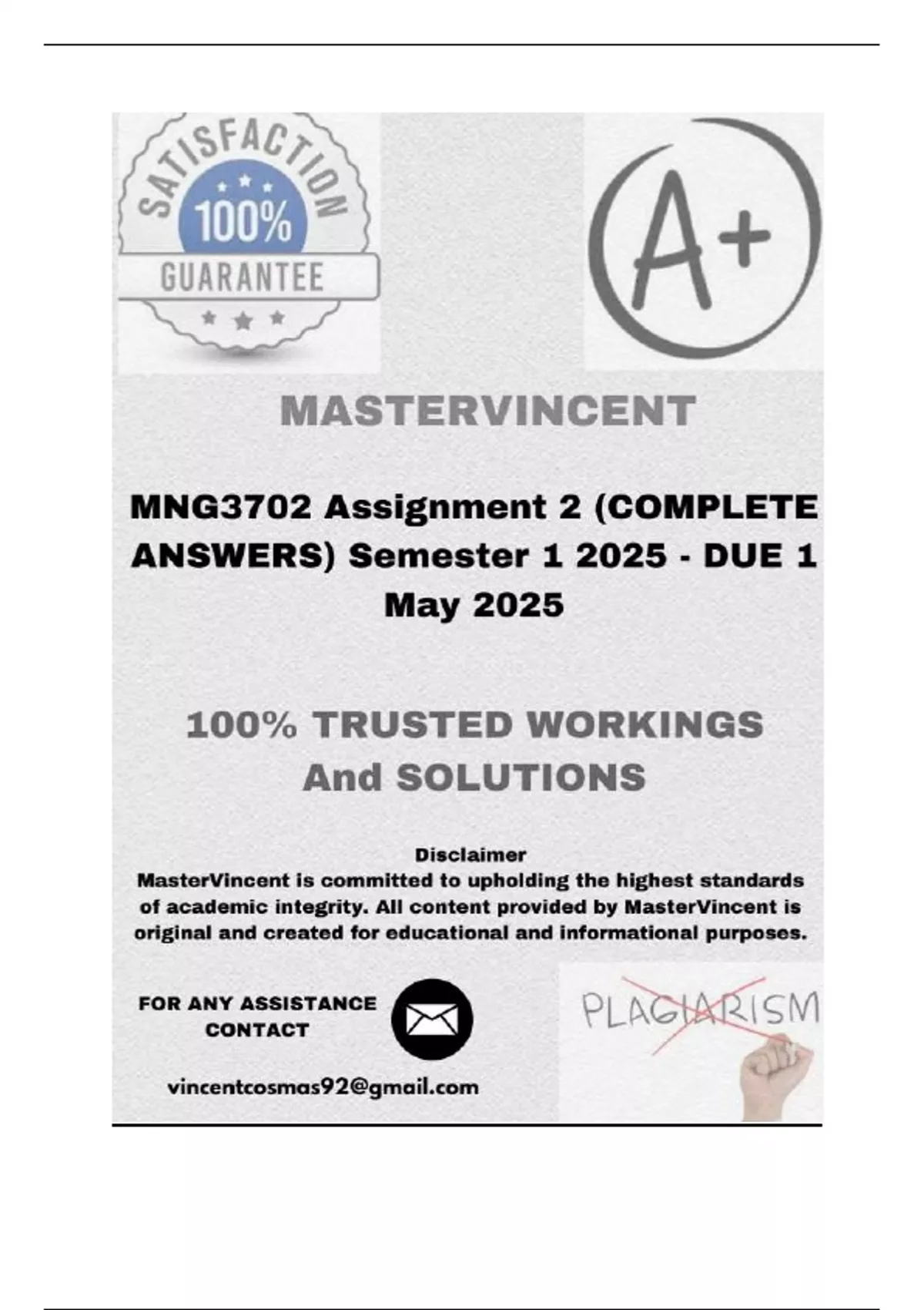 MNG3702 Assignment 2 (COMPLETE ANSWERS) Semester 1 2025 - DUE 1 May ...