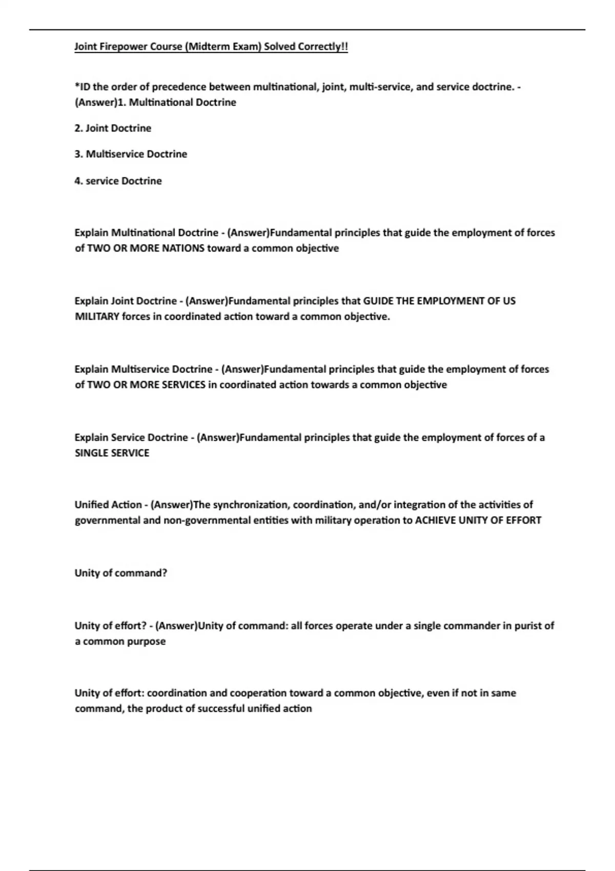 Joint Firepower Course (Midterm Exam) Solved Correctly!! - Joint ...
