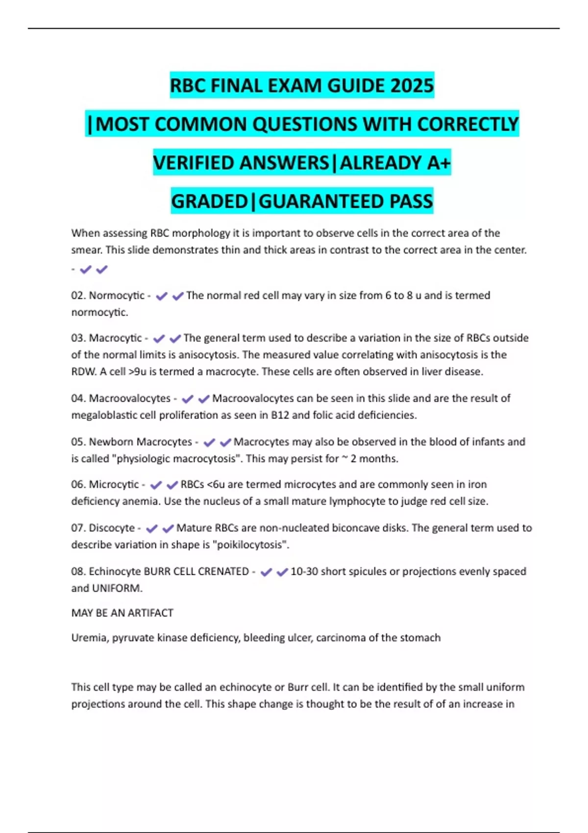 RBC FINAL EXAM GUIDE 2025 |MOST COMMON QUESTIONS WITH CORRECTLY ...