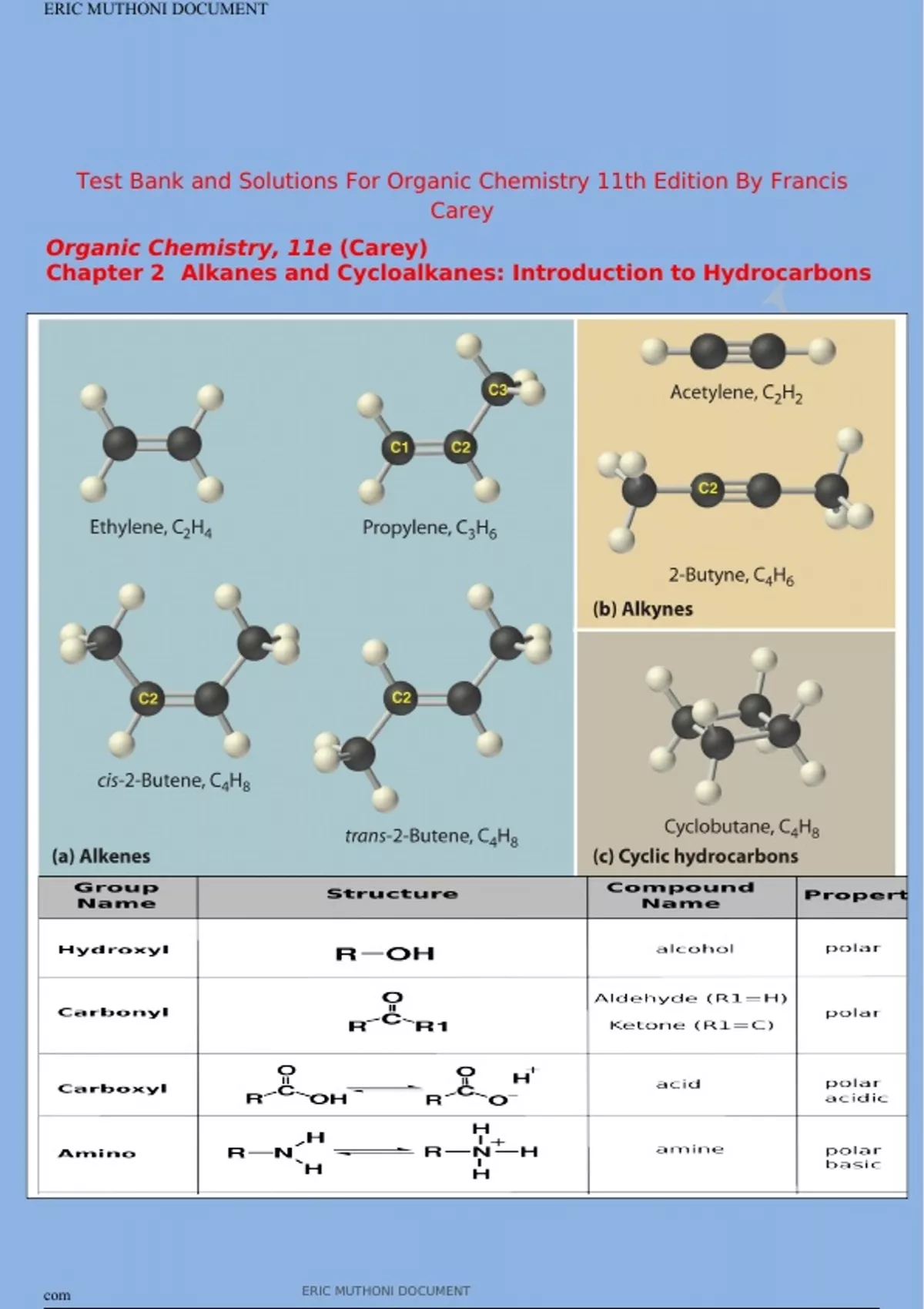 Test Bank and Solutions For Organic Chemistry 11th Edition By Francis ...