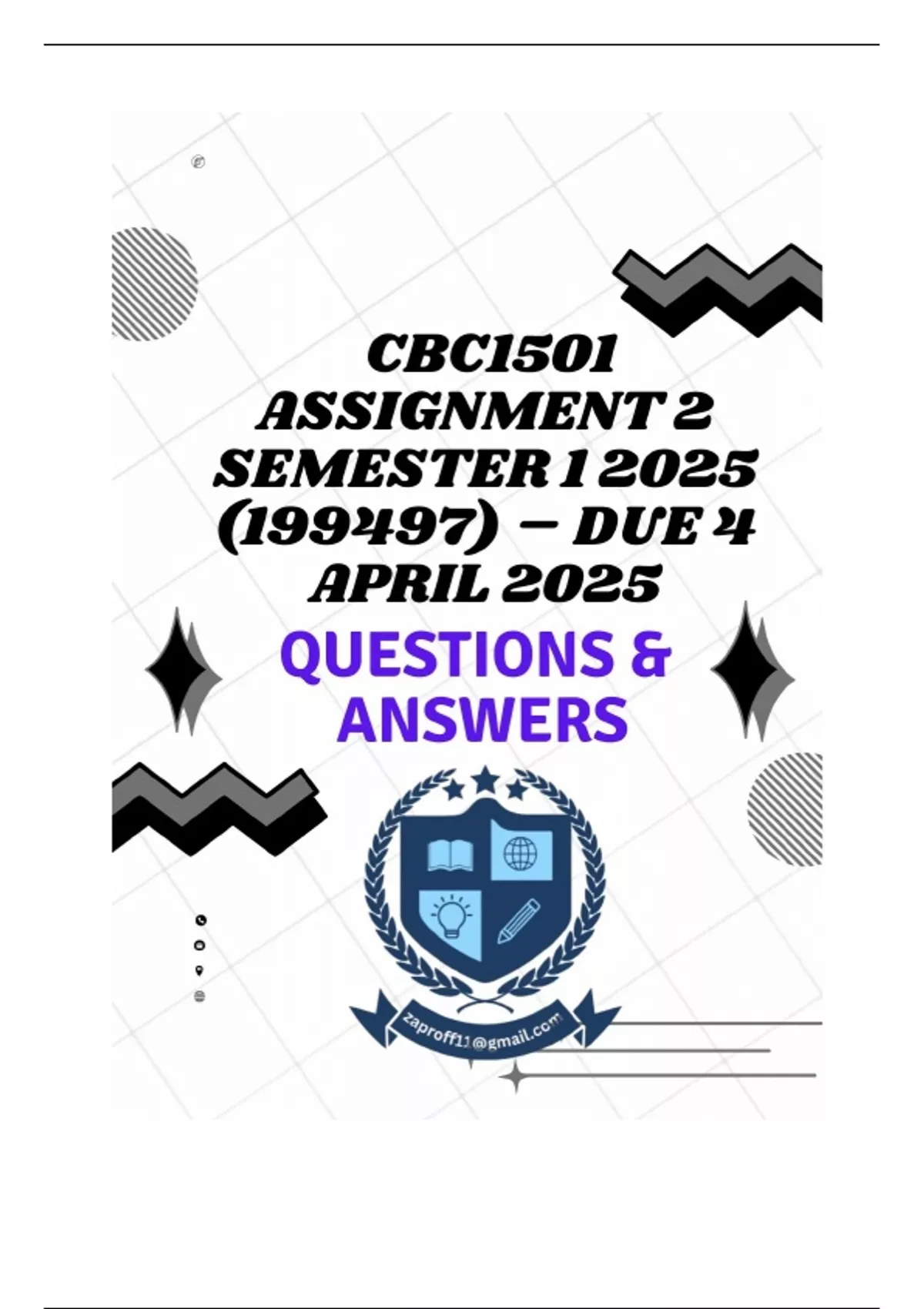 CBC1501 ASSIGNMENT 2 SEMESTER 1 2025 (199497) – DUE 4 APRIL 2025 ...