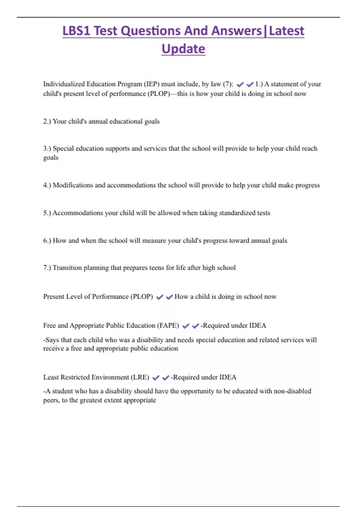 LBS1 Test Questions And Answers|Latest Update - LBS 1... - Stuvia US