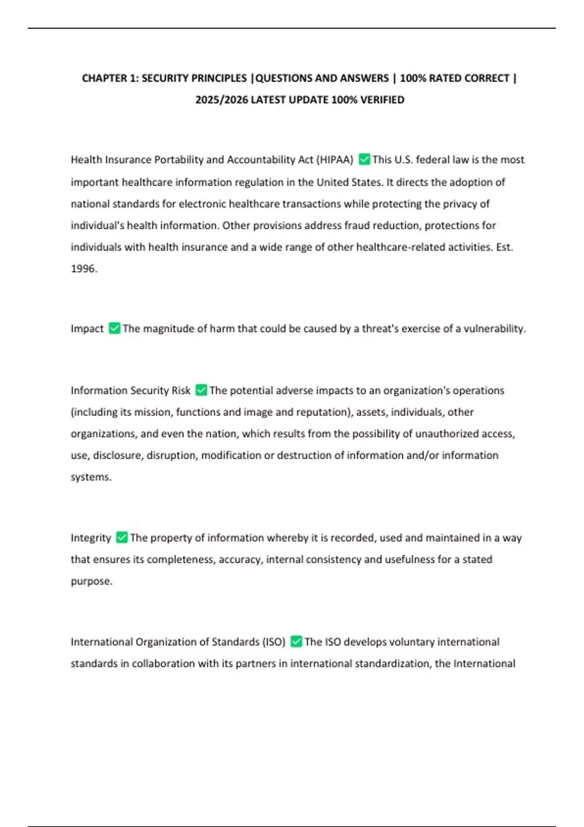 CHAPTER 1: SECURITY PRINCIPLES |QUESTIONS AND ANSWERS | 100% RATED ...