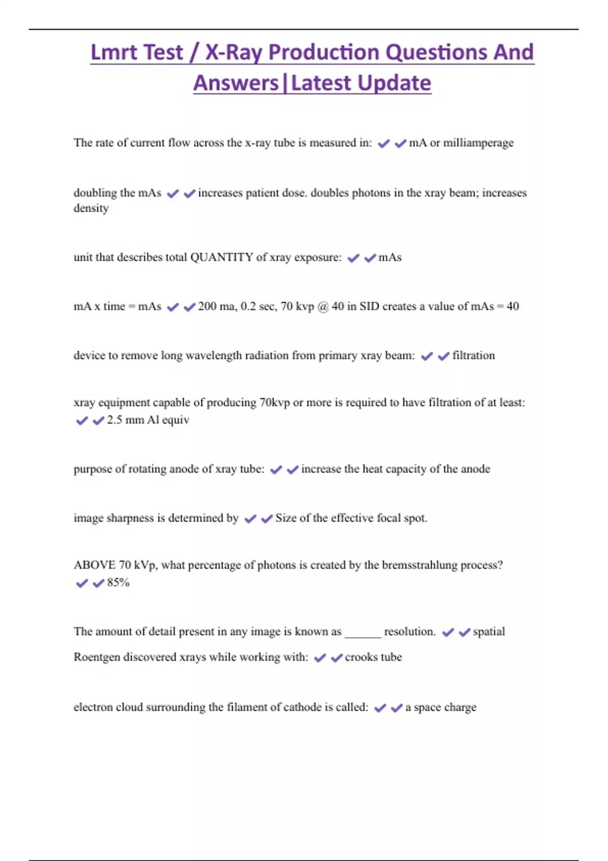 Lmrt Test / X-Ray Production Questions And Answers|Latest Update - Lmrt ...