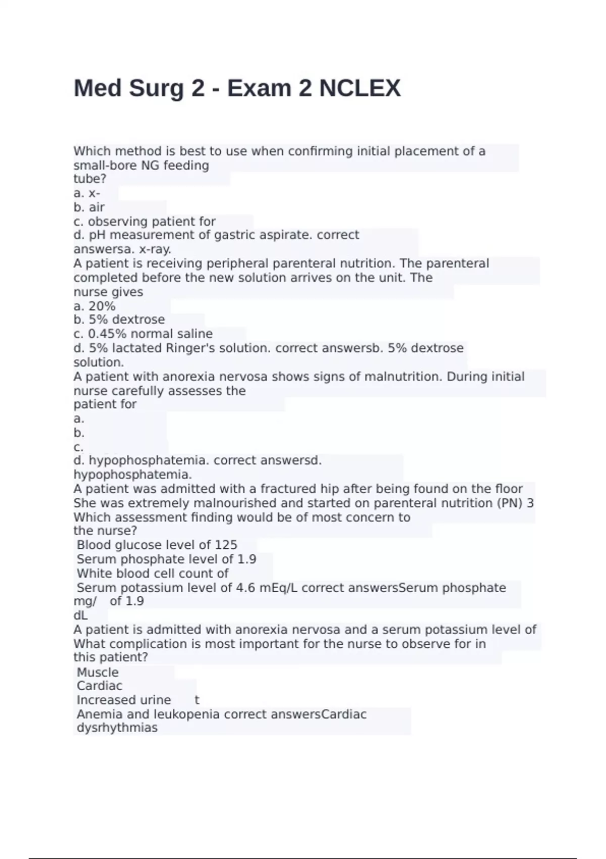 Med Surg 2 - Exam 2 NCLEX with 100% correct answers 2025 - Med Surg 2 ...