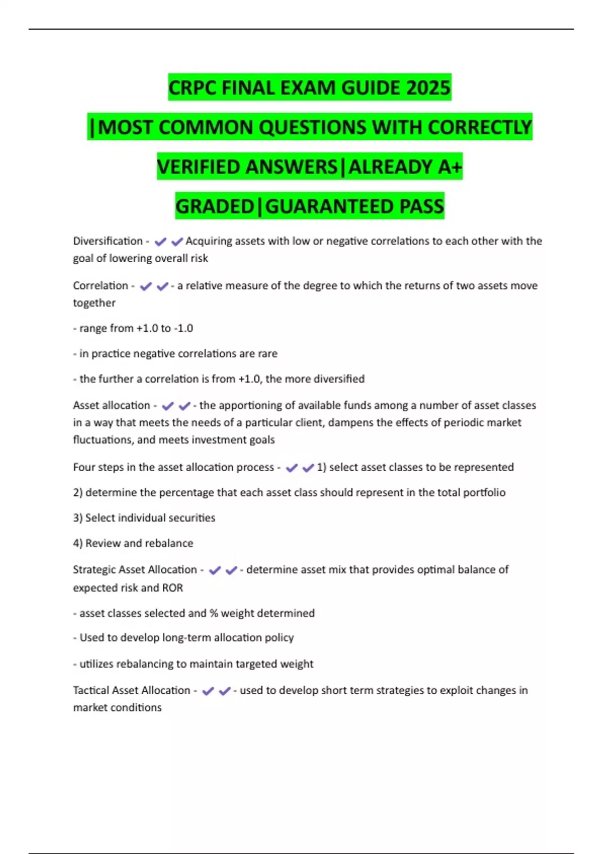 CRPC FINAL EXAM GUIDE 2025 |MOST COMMON QUESTIONS WITH CORRECTLY ...