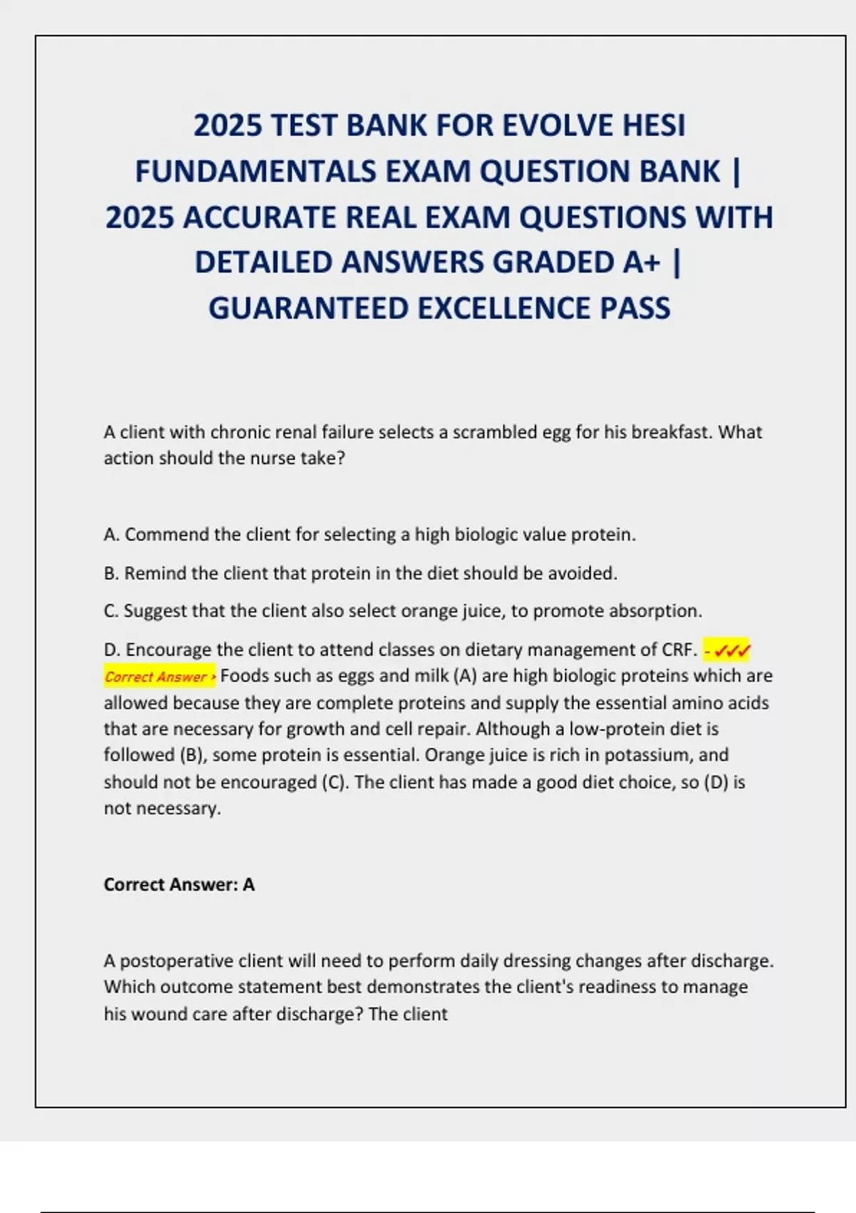 2025 TEST BANK FOR EVOLVE HESI FUNDAMENTALS EXAM QUESTION BANK | 2025 ...