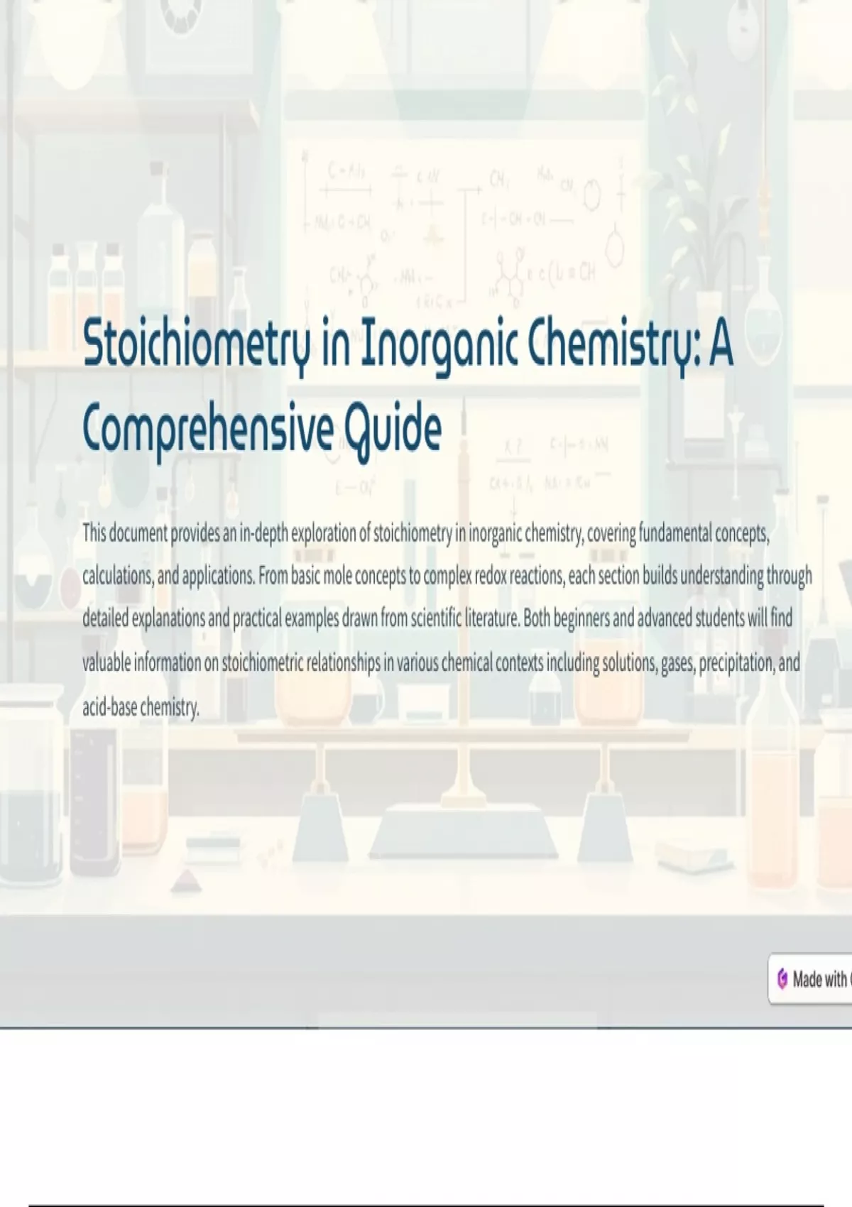 Summary Stoichiometry in Inorganic-Chemistry - Inorganic chemistry ...
