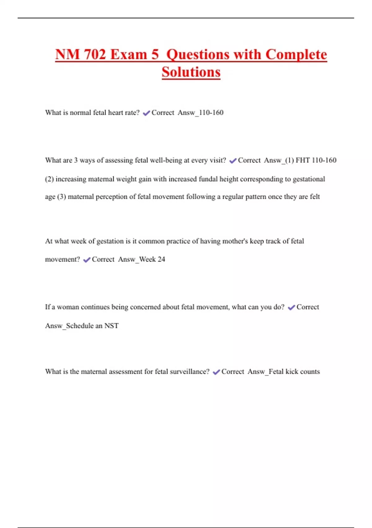 NM 702 Exam 5 Questions with Complete Solutions - NM 702 - Stuvia US