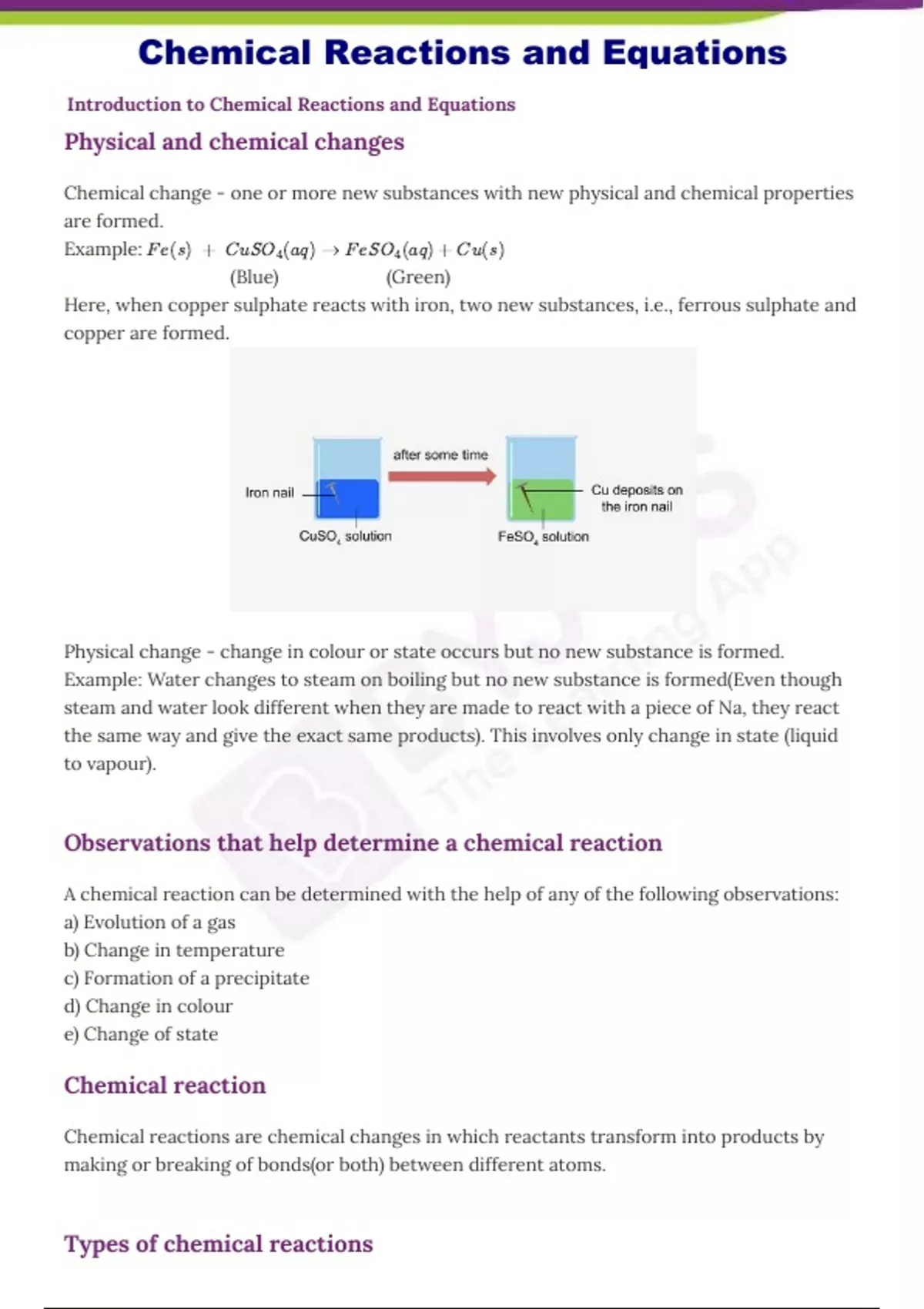 Summary Chemical equation and reaction - Science - Stuvia US