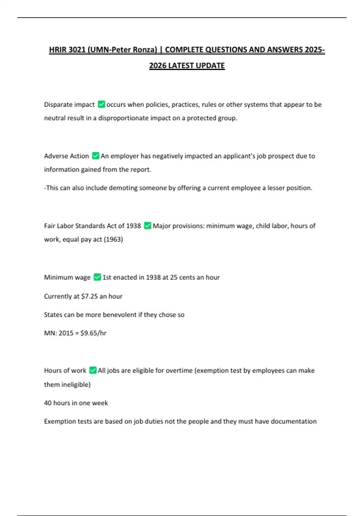 HRIR 3021 (UMN-Peter Ronza) | COMPLETE QUESTIONS AND ANSWERS LATEST ...