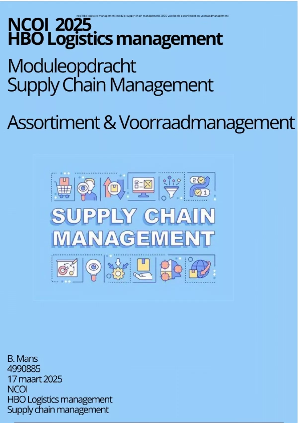 NCOI module Supply Chain Management - HBO Logistics Management 2025 ...