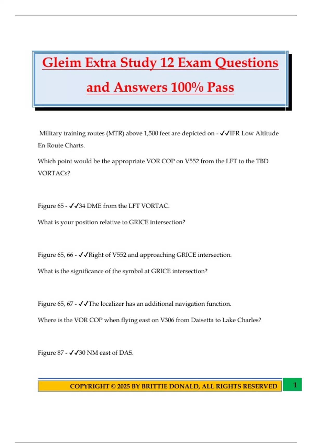 Gleim Extra Study 12 Exam Questions and Answers 100% Pass - Gleim ...