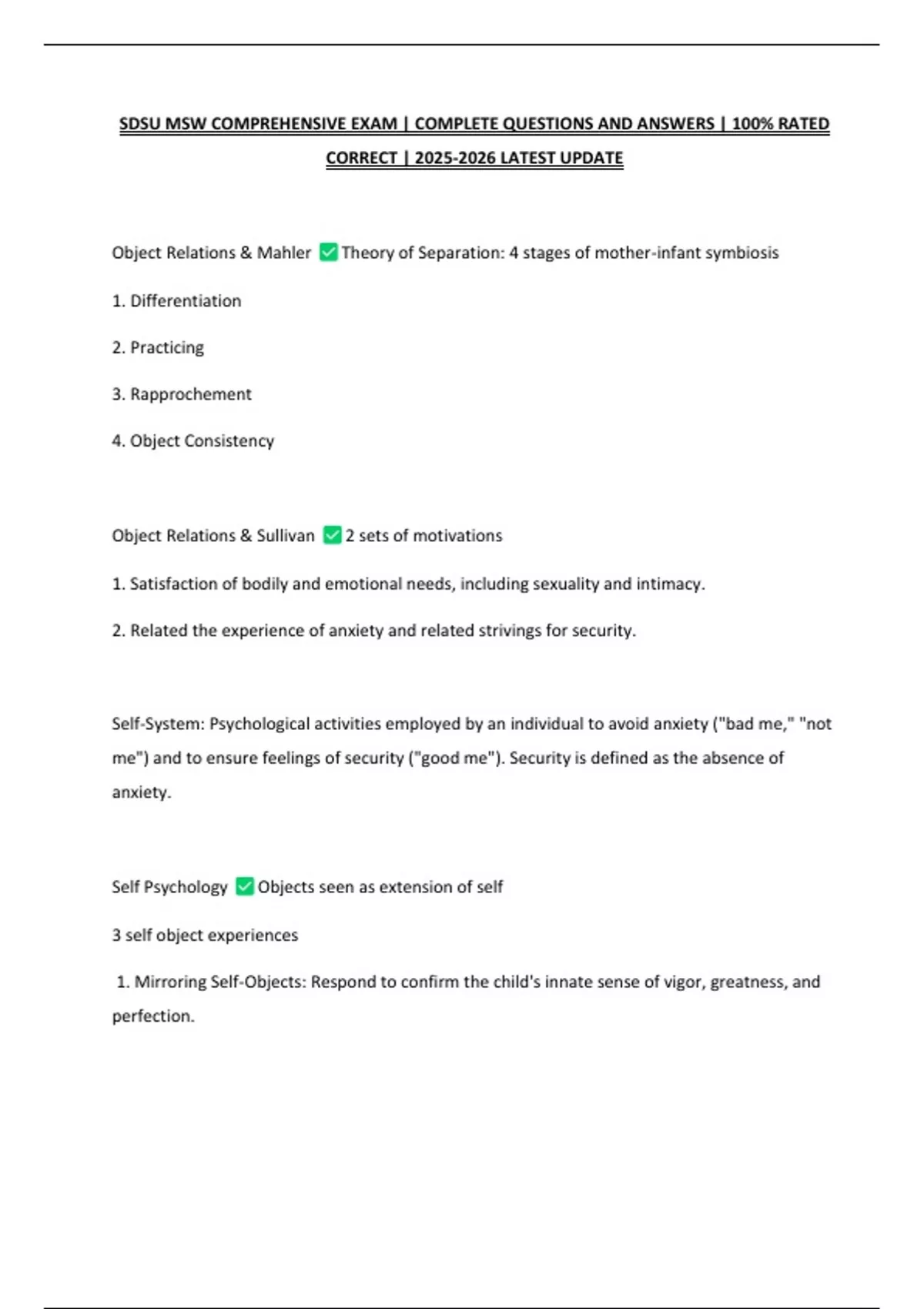 SDSU MSW COMPREHENSIVE EXAM | COMPLETE QUESTIONS AND ANSWERS | 100% ...