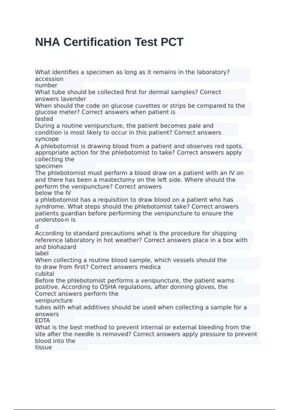 NHA Certification Test PCT EXAM WITH 100% CORRECT ANSWERS 2025 - NHA ...