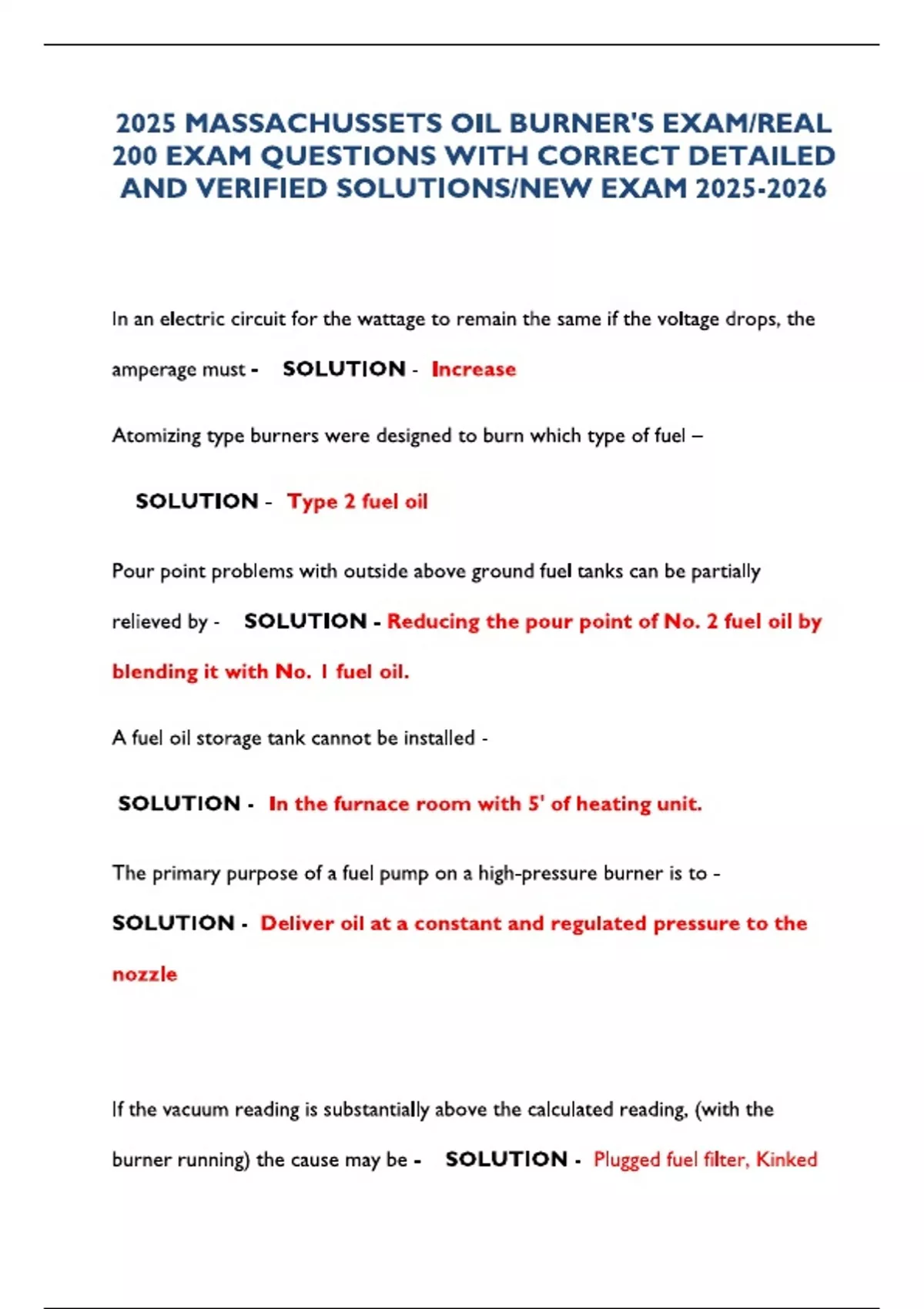2025 MASSACHUSSETS OIL BURNER'S EXAM/REAL 200 EXAM QUESTIONS WITH ...