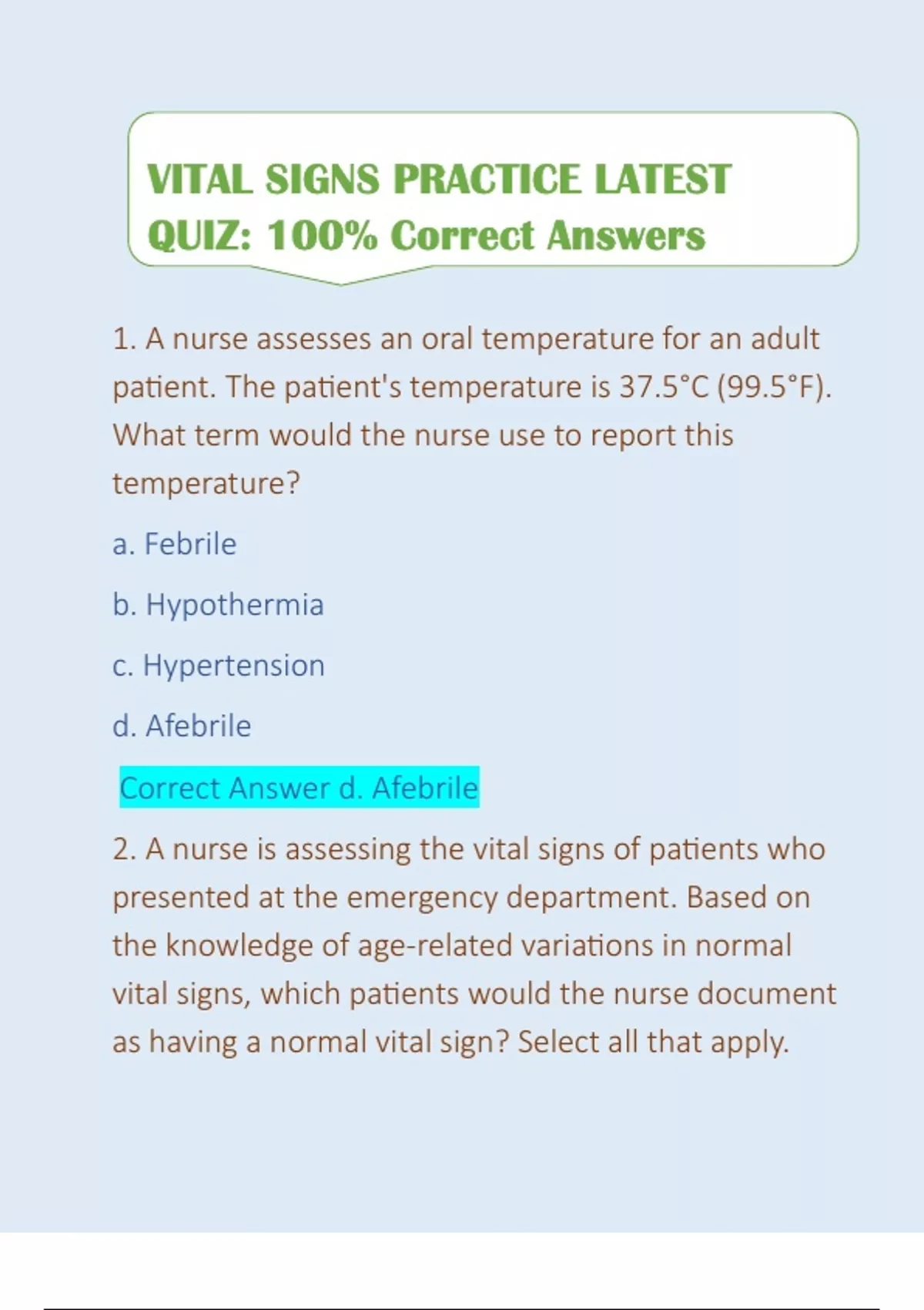Mastering Vital Signs Assessment: Achieve 100% Accuracy in Nursing ...