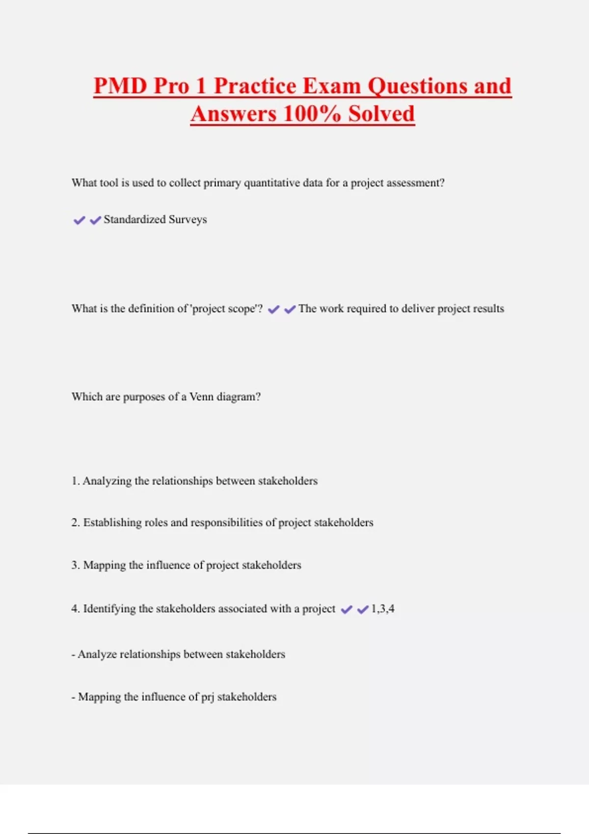 PMD PRO EXAM PACK WITH COMPLETE SOLUTIONS - Stuvia US