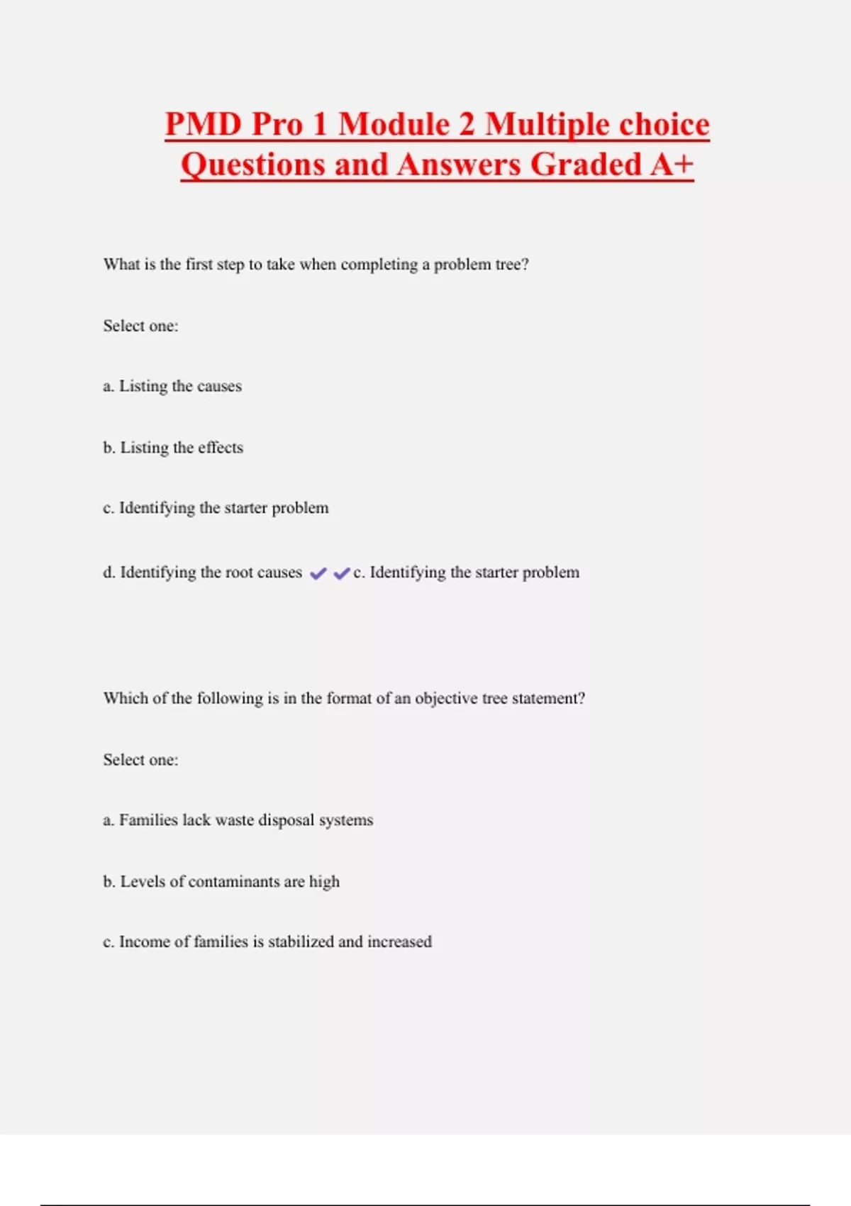 PMD Pro 1 Module 2 Multiple choice Questions and Answers Graded A+ - PMD ... - Stuvia US