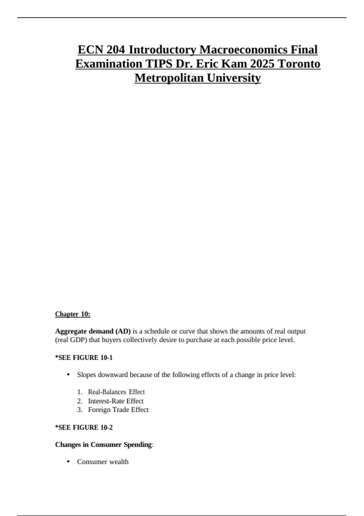 ECN 204 Introductory Macroeconomics April Final Examination TIPS Dr ...