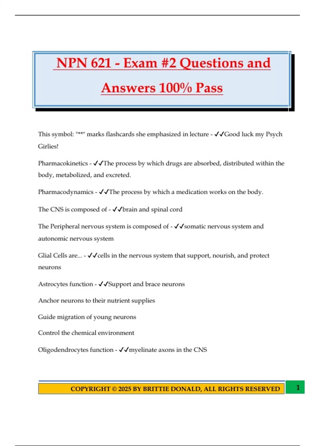 NPN 621 - Exam #2 Questions and Answers 100% Pass - NPN 621 - Stuvia US