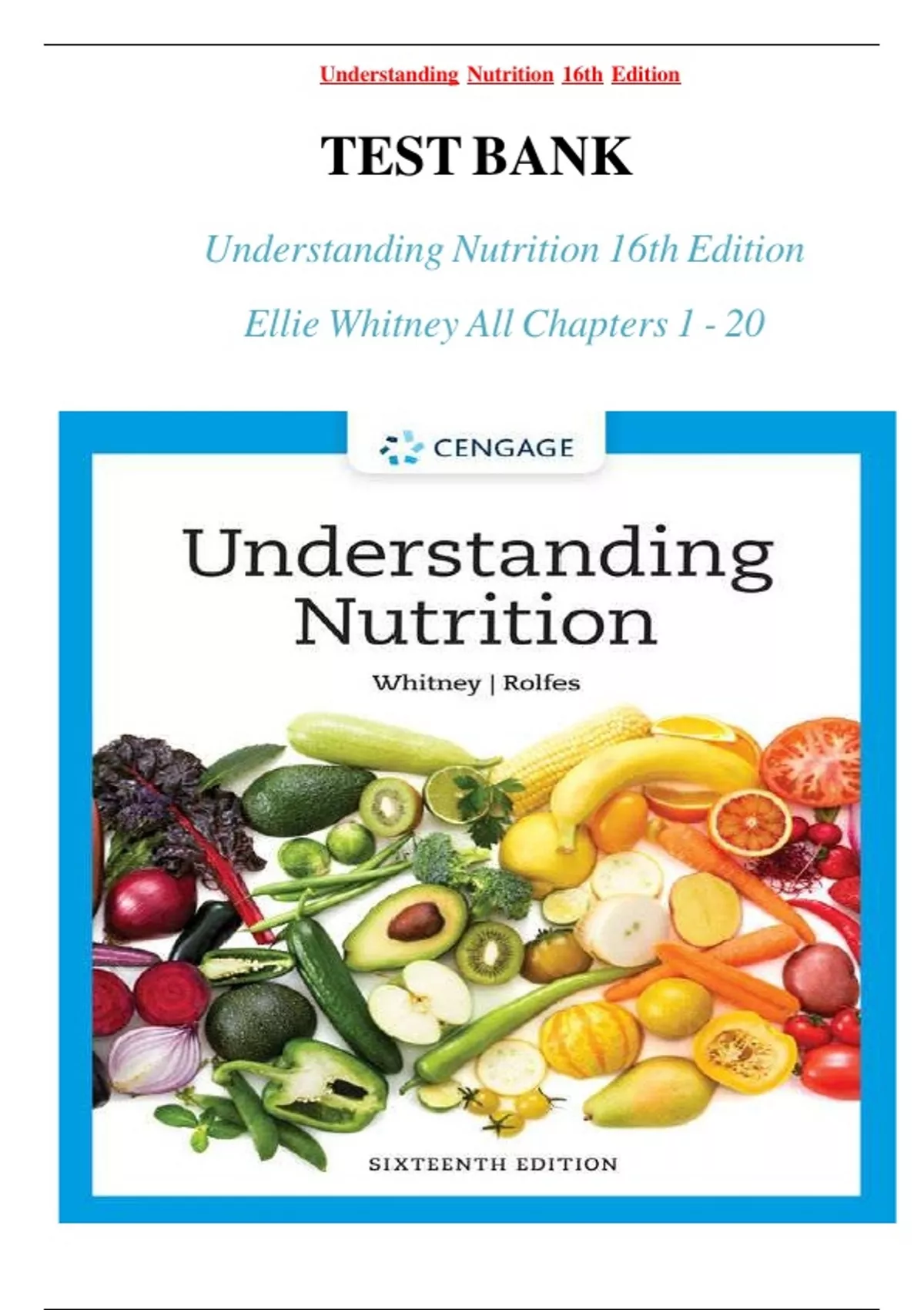 TEST BANK FOR UNDERSTANDING NUTRITION 16TH EDITION QUESTION WITH ...