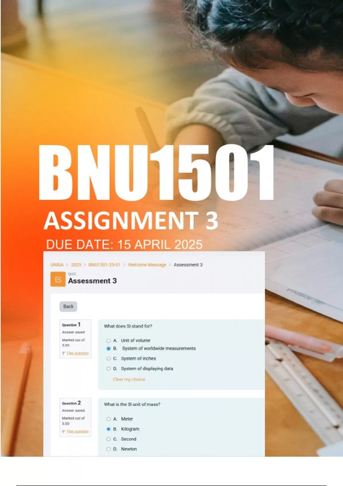 BNU1501 Assignment 3 2025 - Due 15 April 2025 - Basic Numeracy (BNU1501 ...