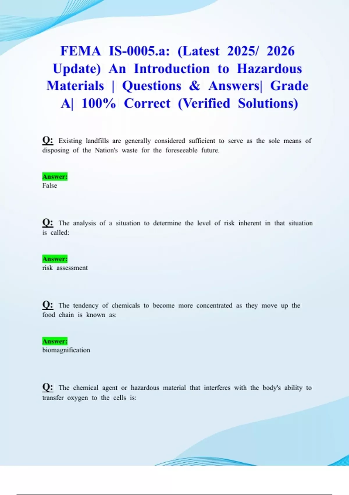 FEMA IS-0005.a: (Latest 2025/ 2026 Updates STUDY BUNDLE PACKAGE WITH ...