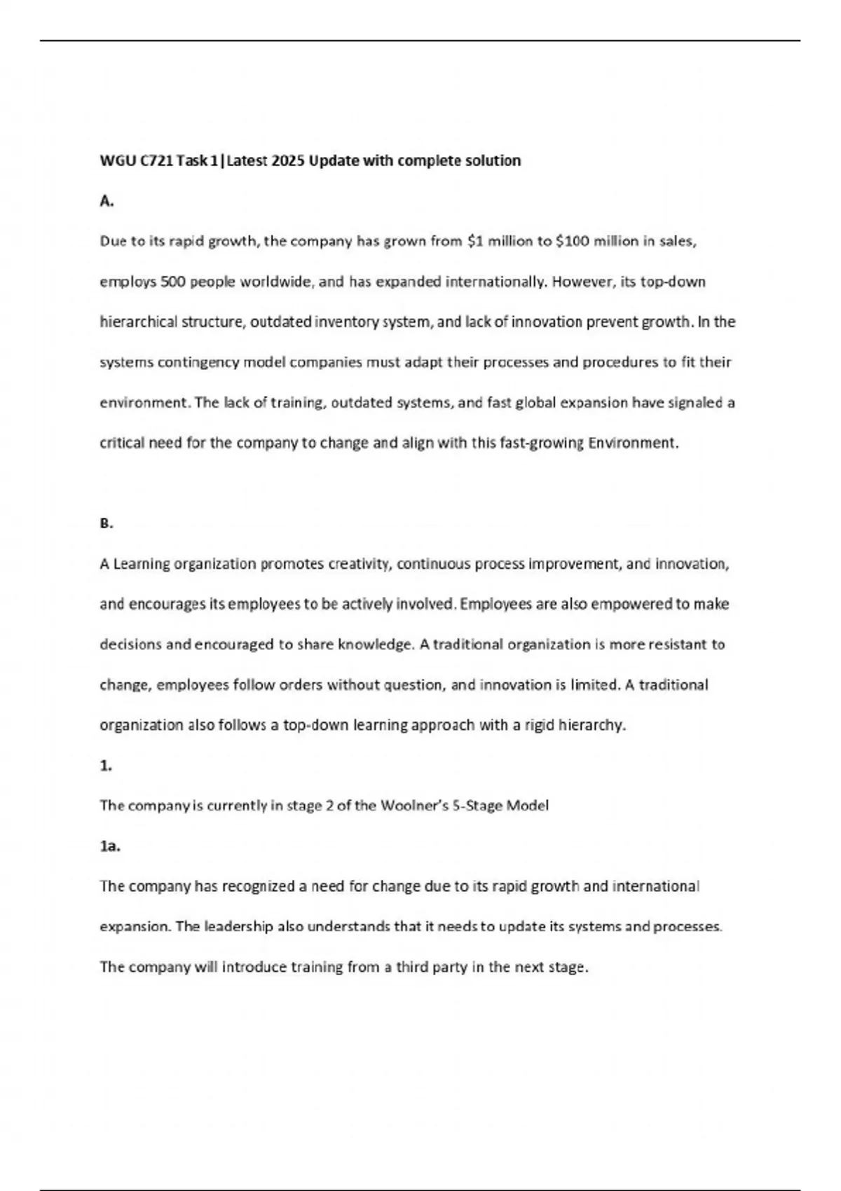 WGU C721 Task 1|Latest 2025 Update with complete solution - C721 ...