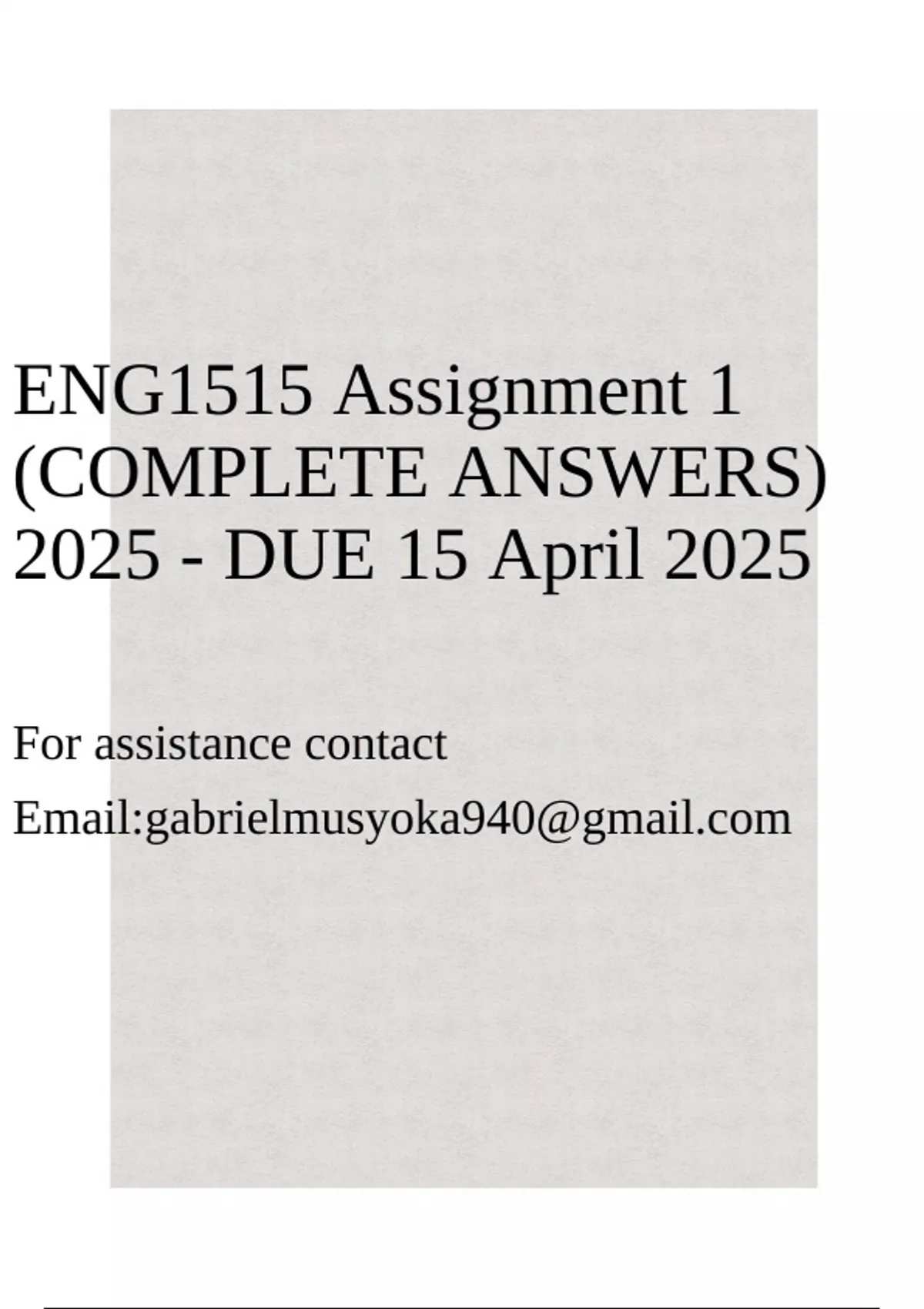 ENG1515 Assignment 1 (COMPLETE ANSWERS) 2025 - DUE 15 April 2025 ...