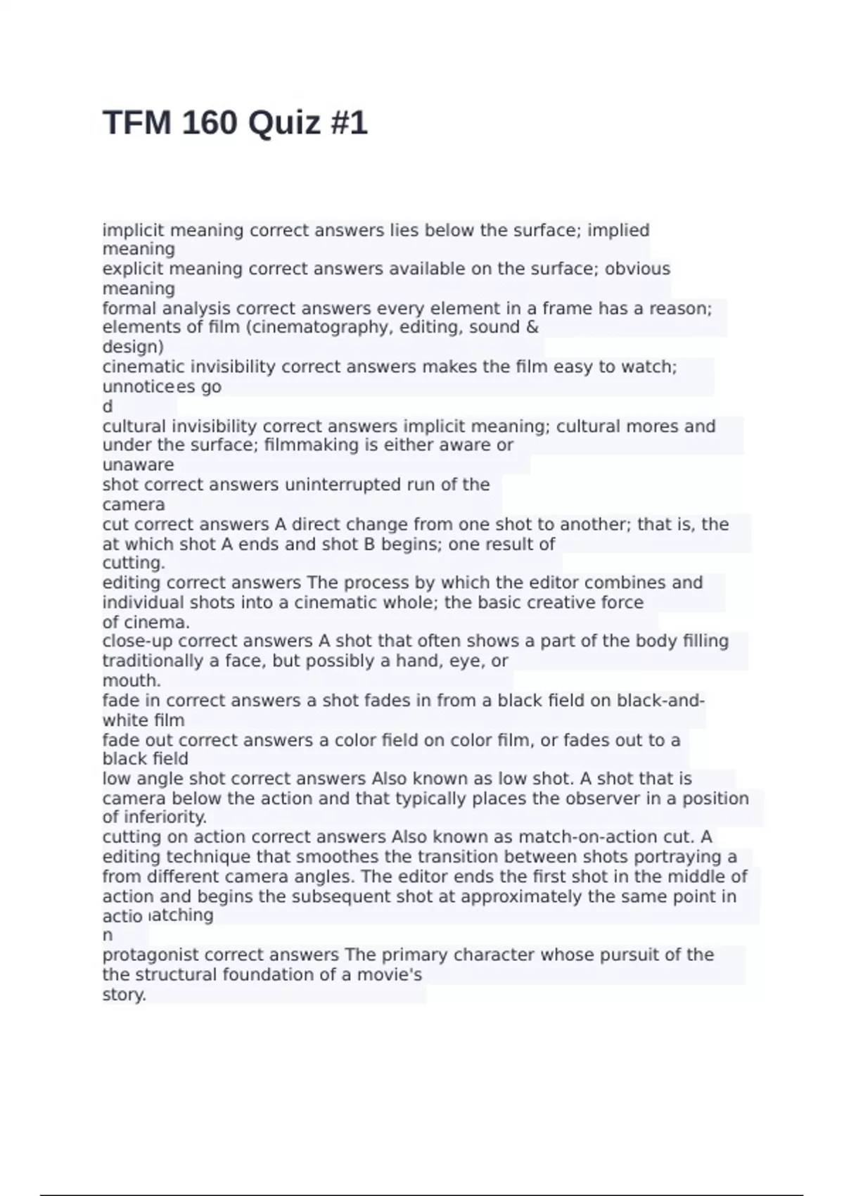 TFM 160 Quiz #1 exam with 100% correct answers 2025 - TFM 160 Qu ...