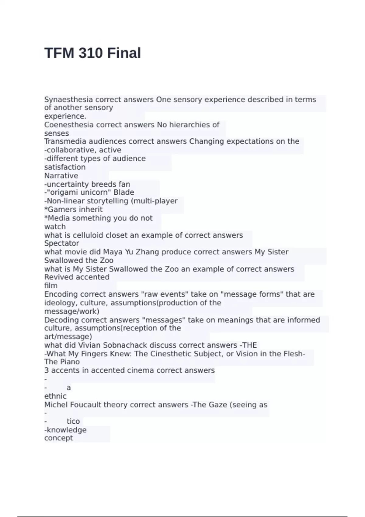 TFM 310 Final exam with 100% correct answers 2025 - TFM 310 Fina ...