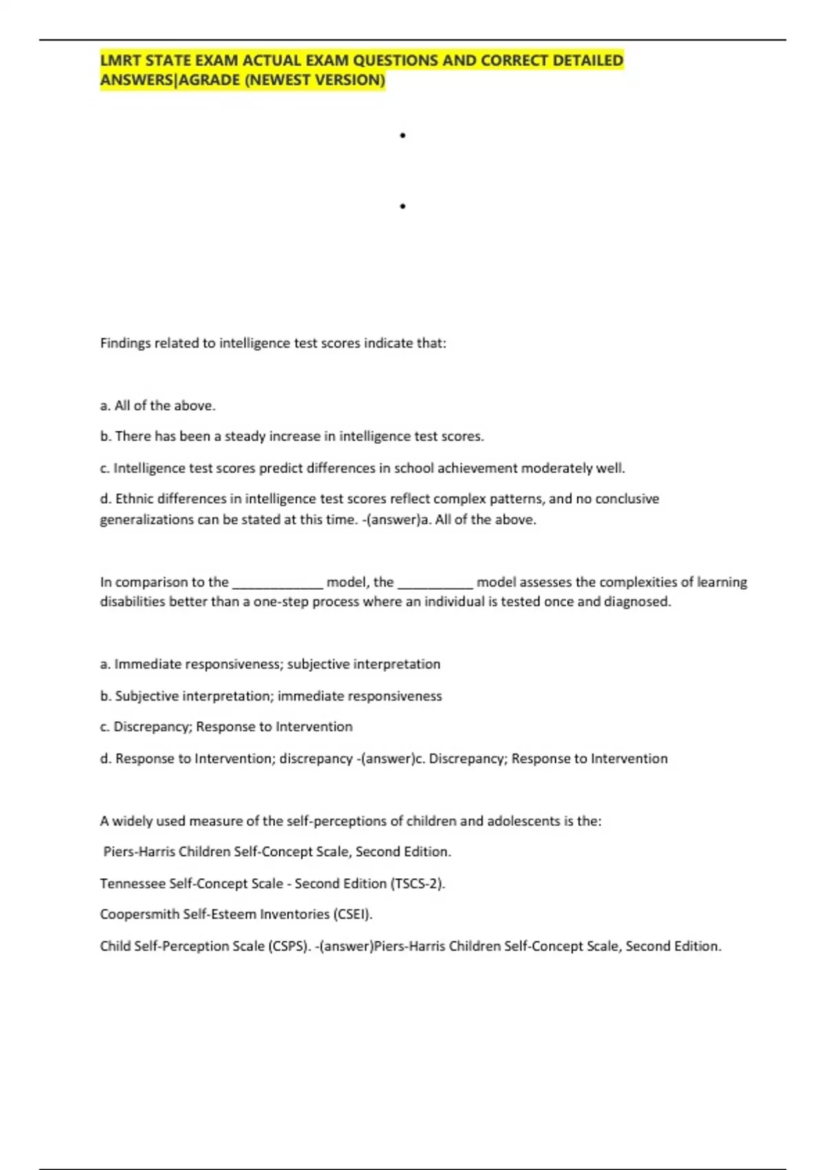 LMRT STATE EXAM ACTUAL EXAM 200 QUESTIONS AND CORRECT DETAILED ANSWERS ...