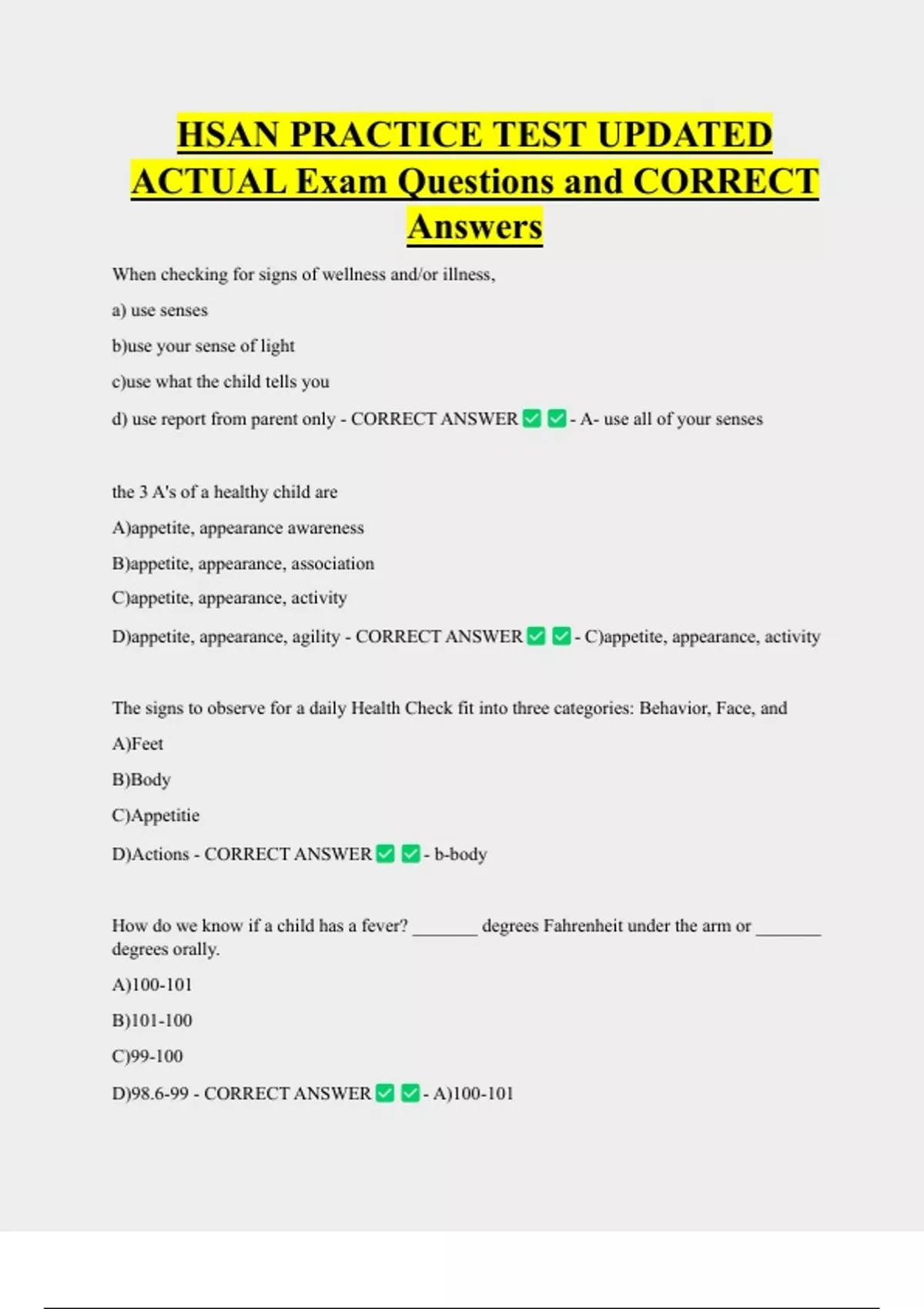 Hsan Practice Test Updated Actual Exam Questions And Correct Answers Hsan Stuvia Us