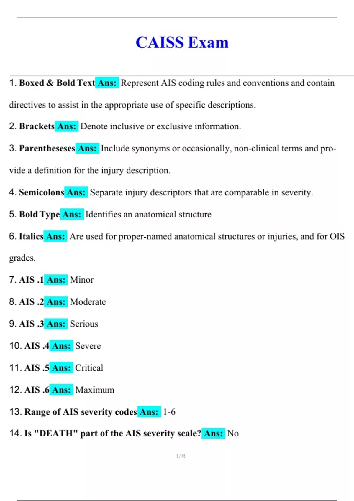 CAISS Exam Questions with Complete Answers (2025/2026) - CAISS - Stuvia US