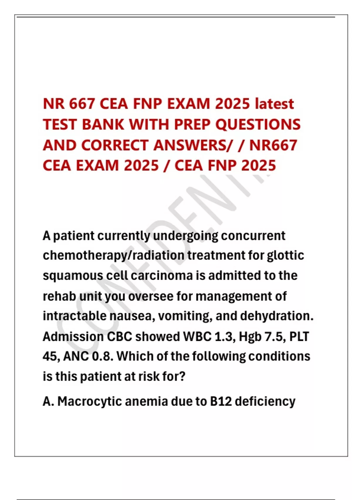 NR 667 CEA FNP EXAM 2025 latest TEST BANK WITH PREP QUESTIONS AND ...