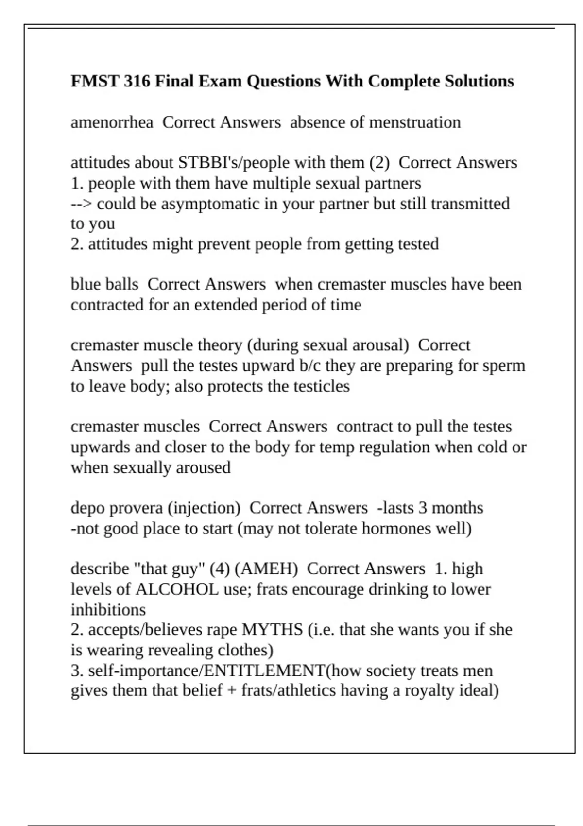 FMST 316 Final Exam Questions With Complete Solutions - FMST 316 ...
