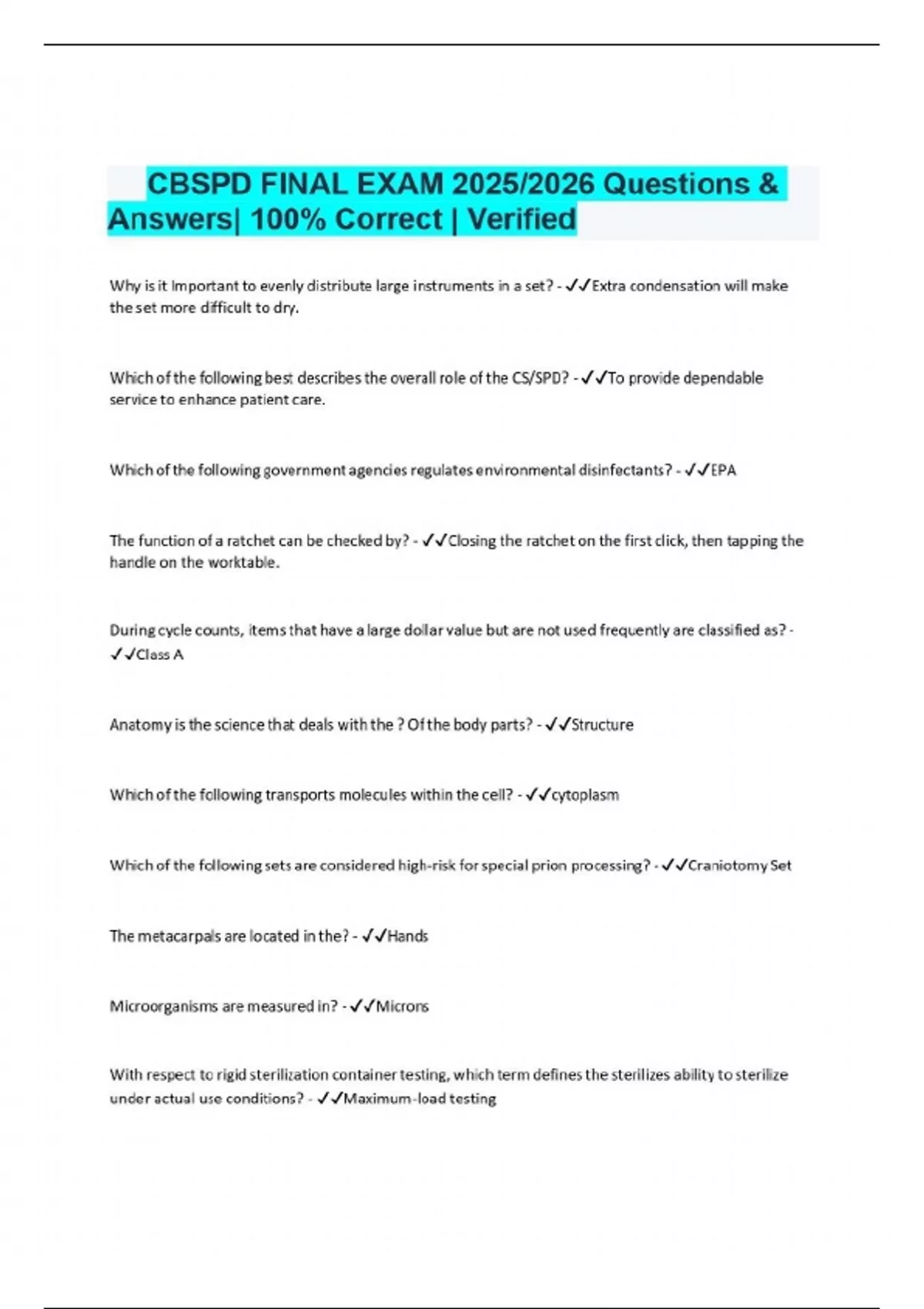 CBSPD FINAL EXAM 2025/2026 Questions & Answers| 100% Correct | Verified ...