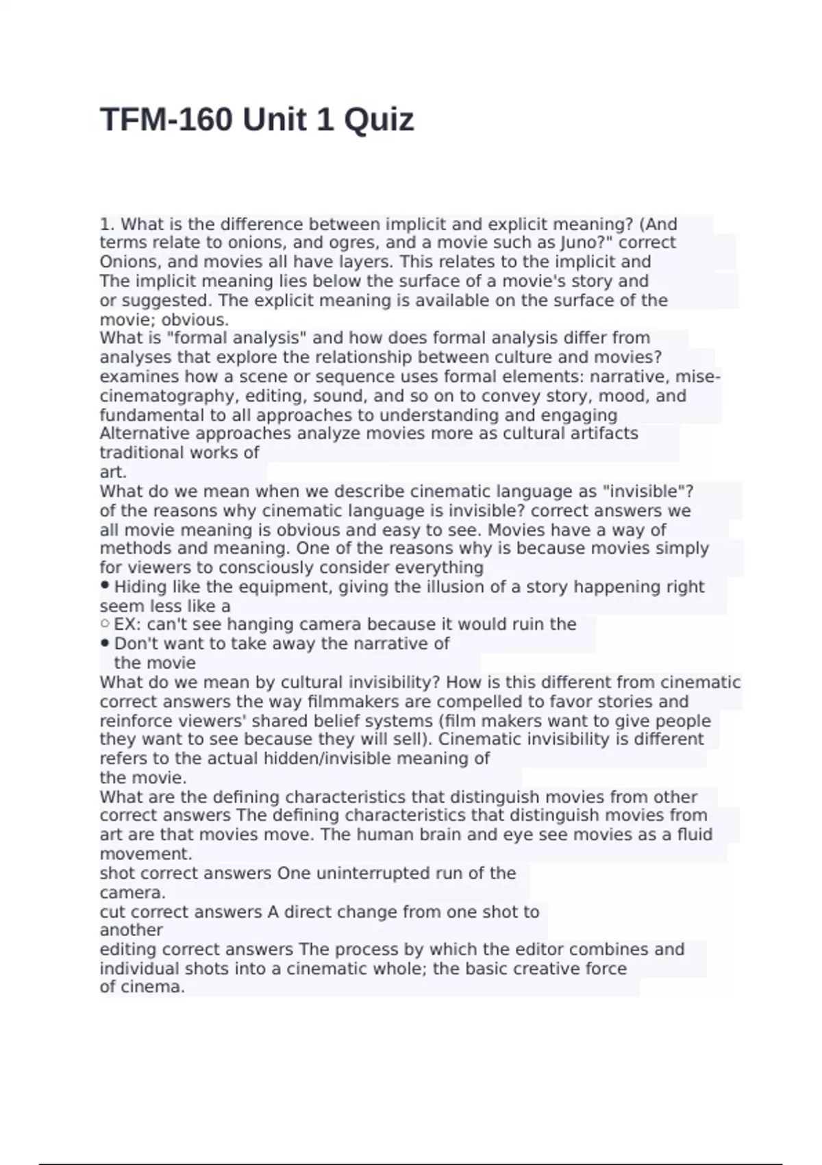 TFM-160 Unit 1 Quiz exam with 100% correct answers 2025 - TFM-160 Uni ...